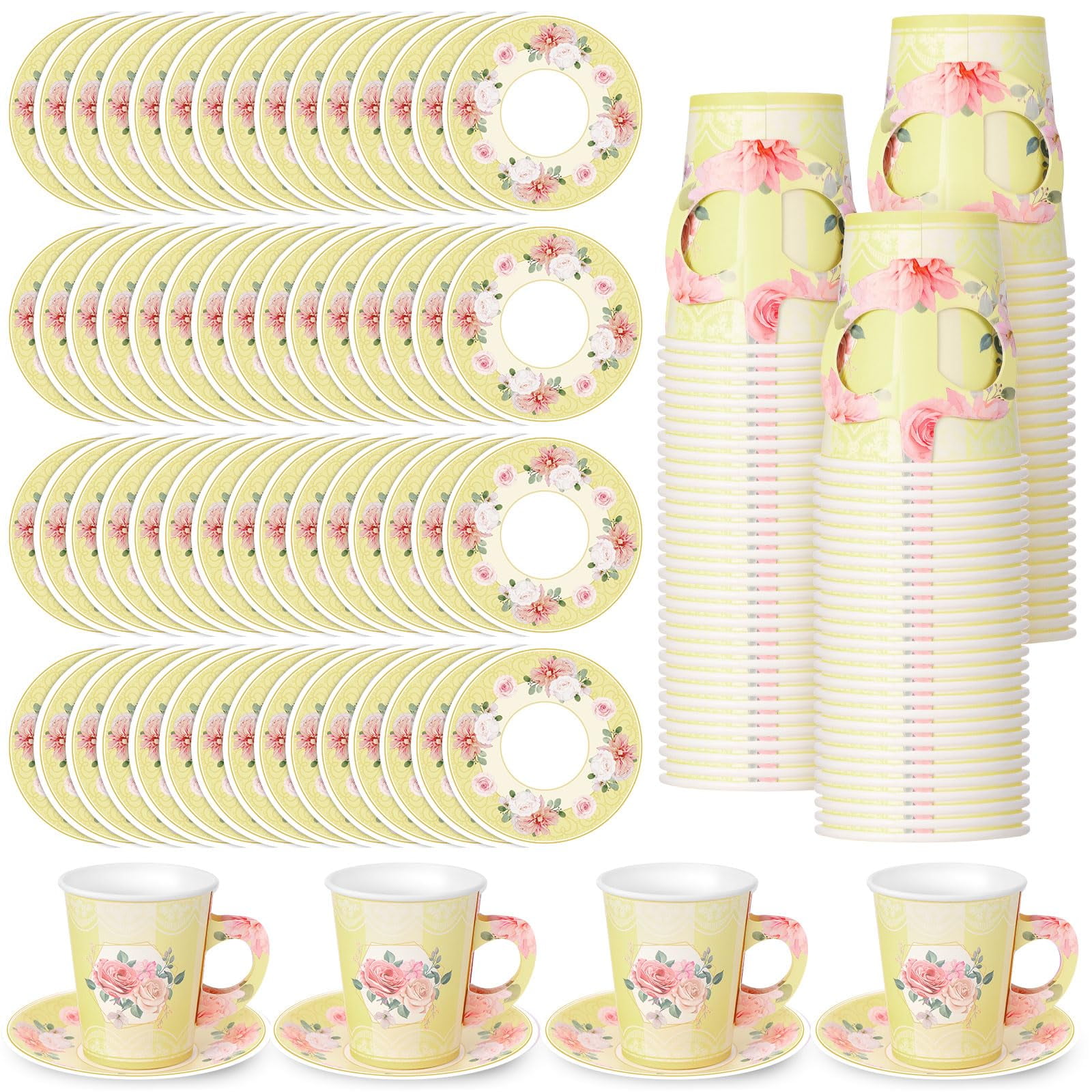 Zopeal 100 Pcs Disposable Tea Party AFN1Decorations 9 Paper Tea Cups ...