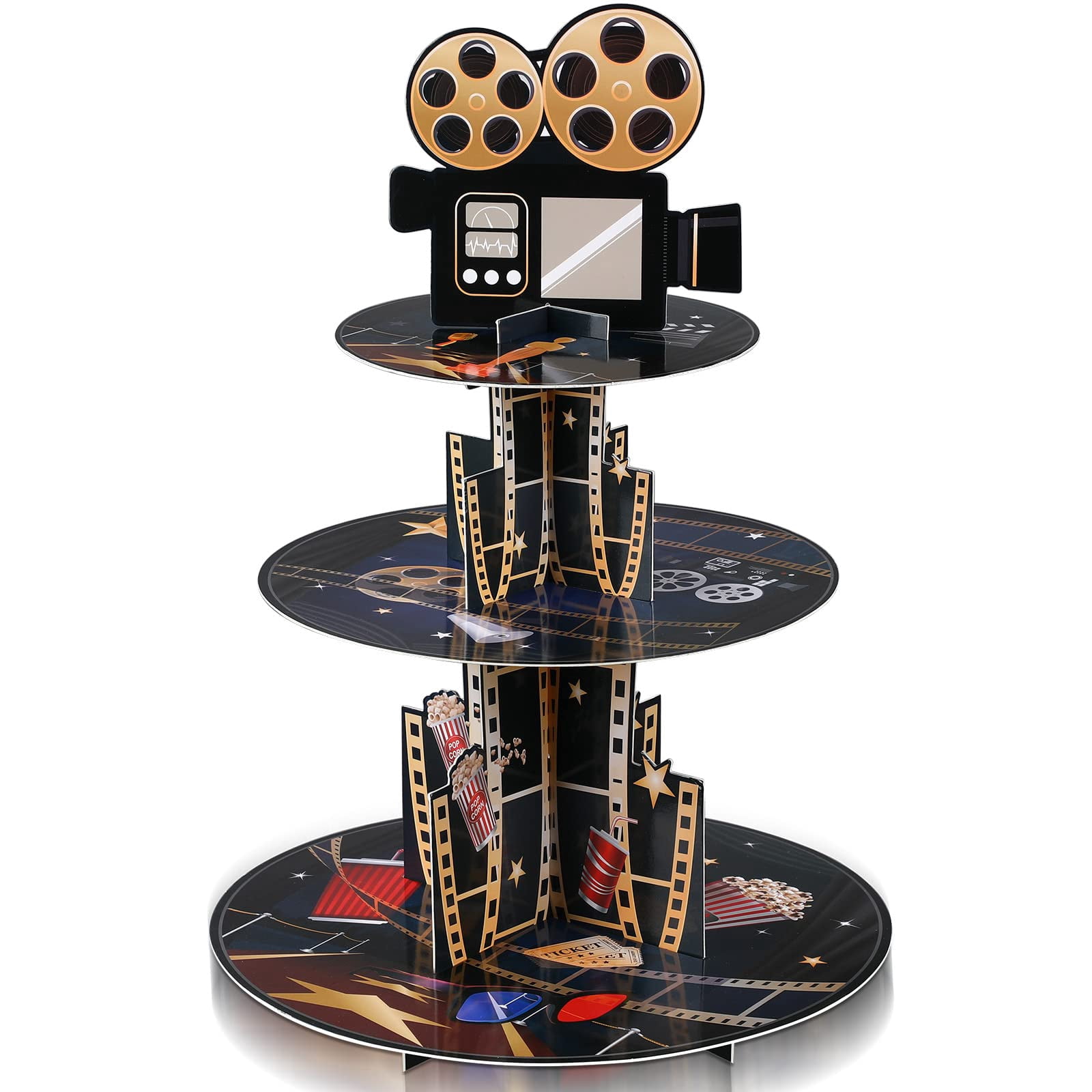 Zopeal 3 Tiers Movie Night Party AIS1 Decorations Cupcake Stand Movie ...