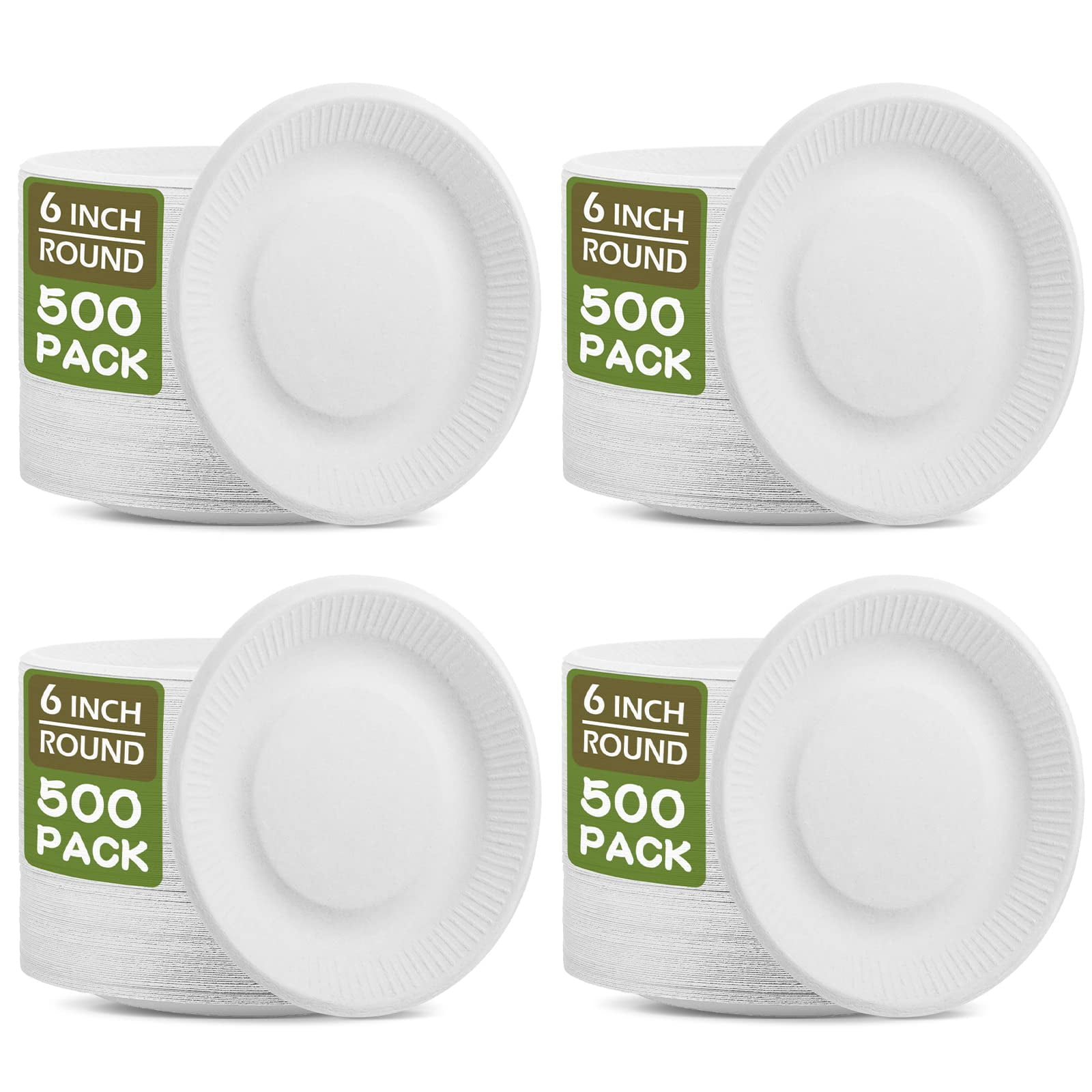 Zopeal 500 Pack Small White Paper AFN1Plates 6 Inch Disposable Dessert ...