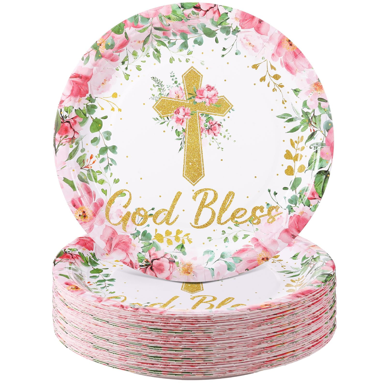 Zopeal 80 Pcs 7 RRF12 Inch Baptism Plates Baptism Decorations First ...