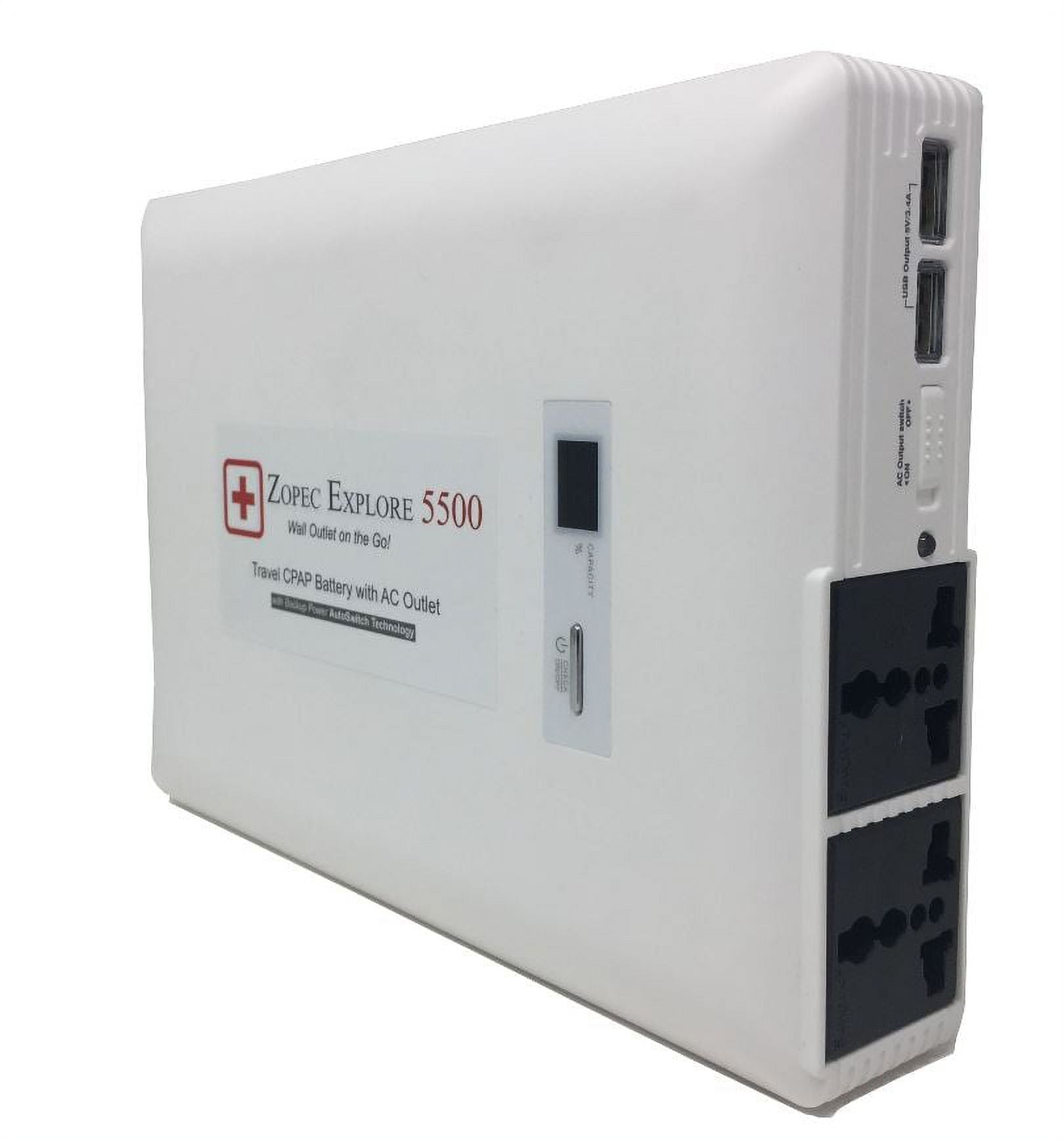 Zopec Explore 5500 CPAP UPS Battery Backup, 2-3 Nights, Auto-Switch ...