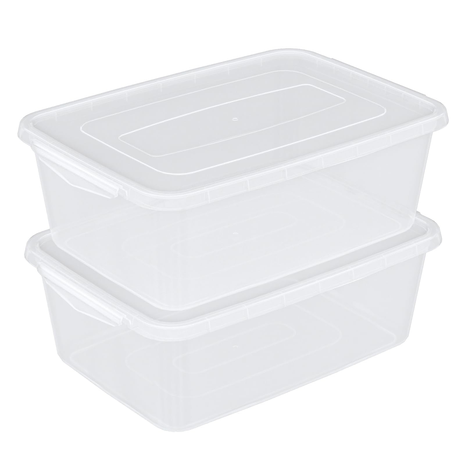 Zopnny 2-Pack Plastic Containers Box with Latching Lid, Stackable ...