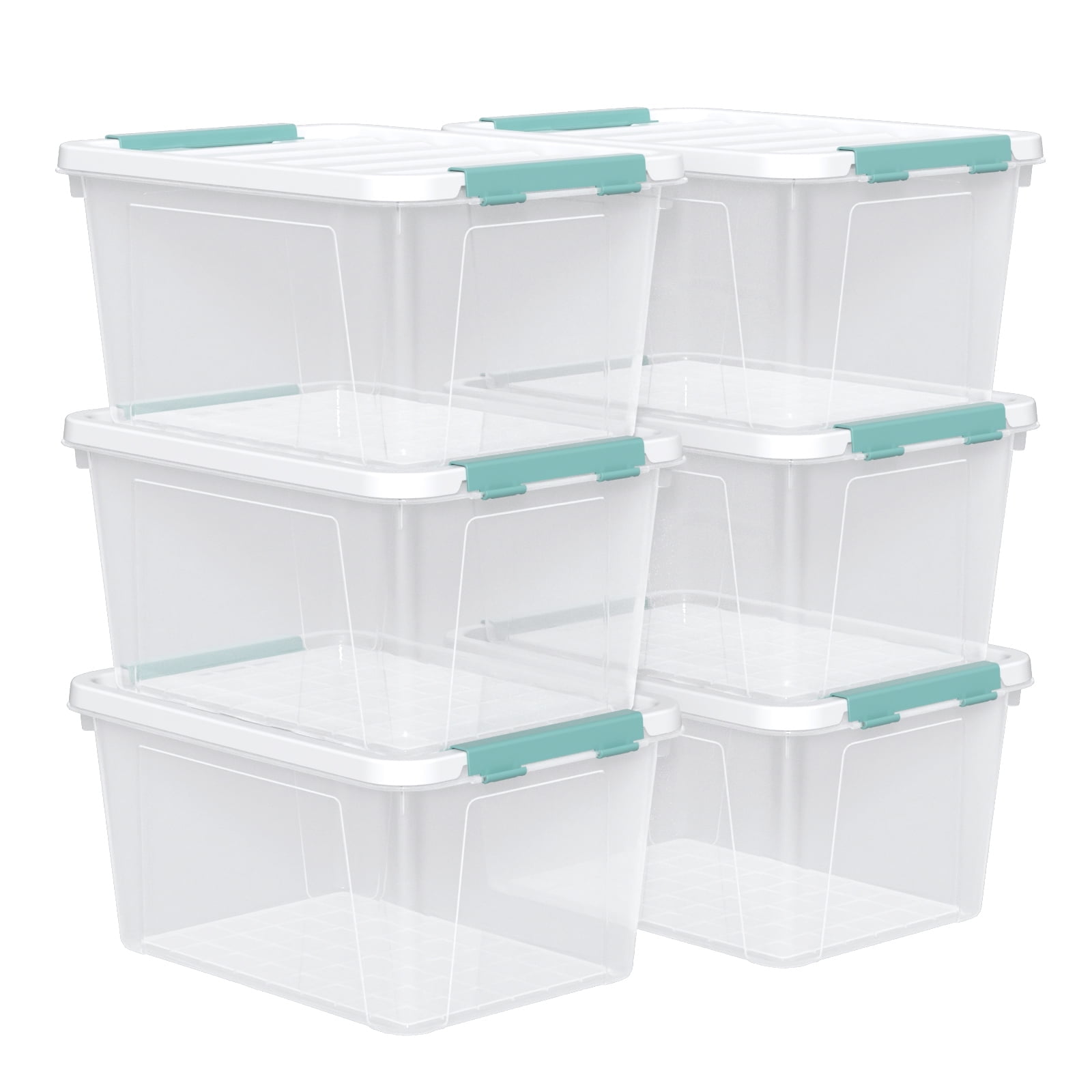 Zopnny 20 Quart Clear Latching Container Box, Plastic Storage Bin with ...