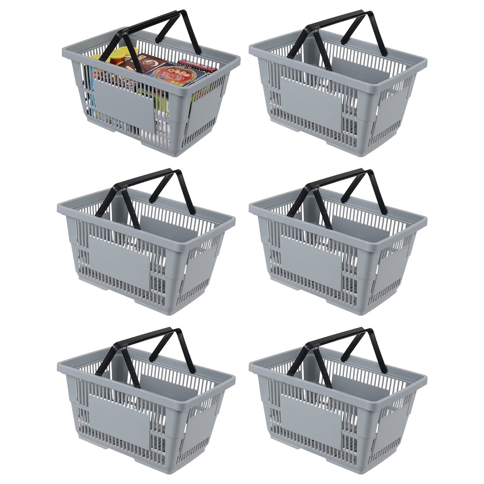 Zopnny 28 L Grocery Baskets, Plastic Shopping Baskets with Handles ...