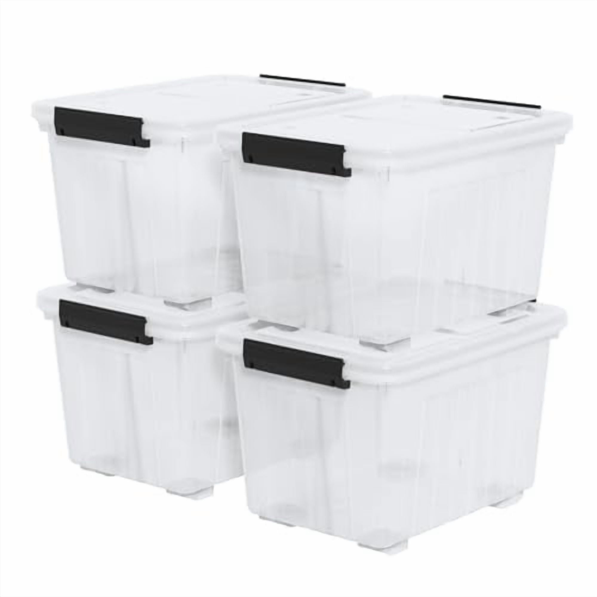 Zopnny 30 Quart Plastic Stacker Box, Large Storage Bin Container with ...