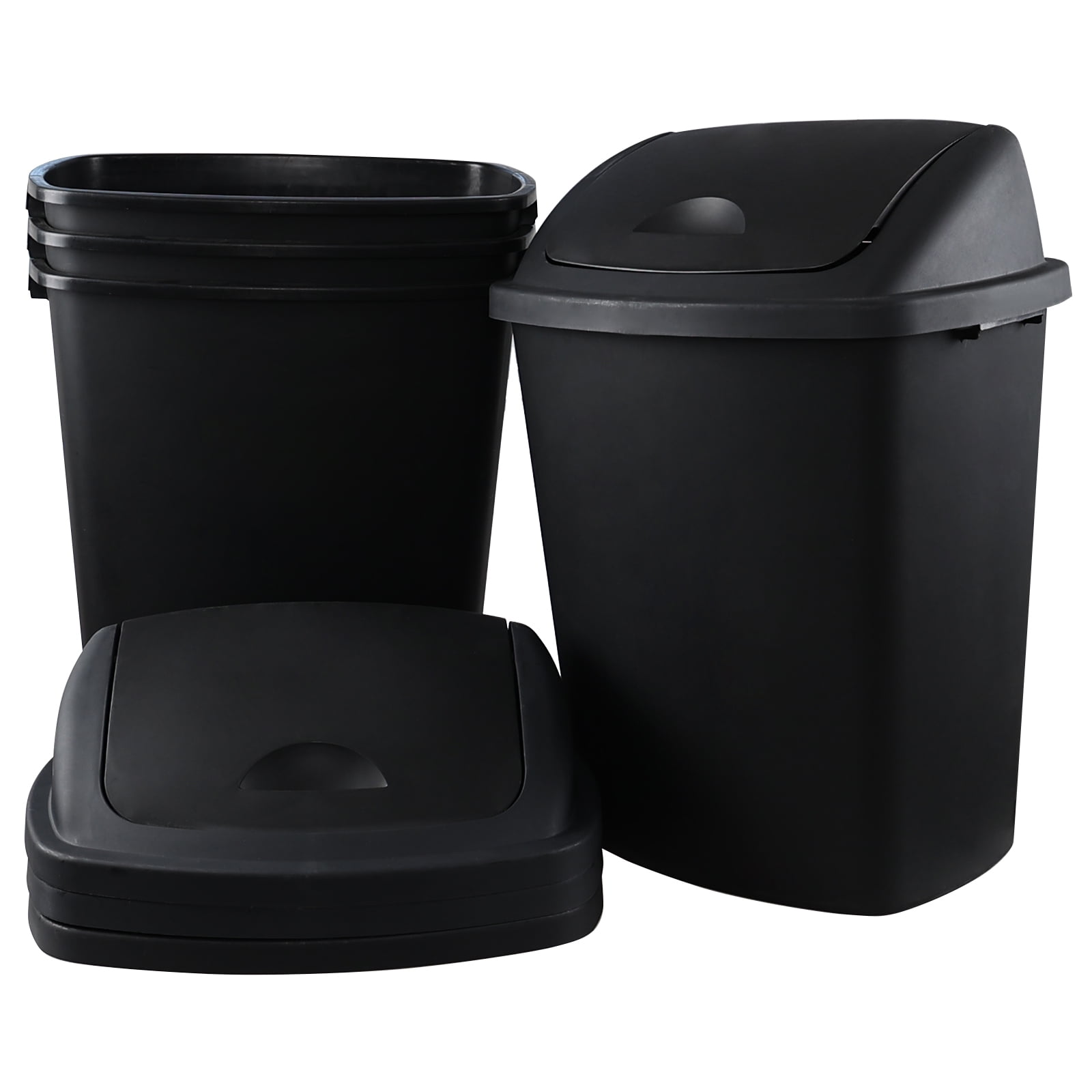 Zopnny 4-Pack 18 Gallon Tall Kitchen Swing Top Garbage Can, Plastic ...