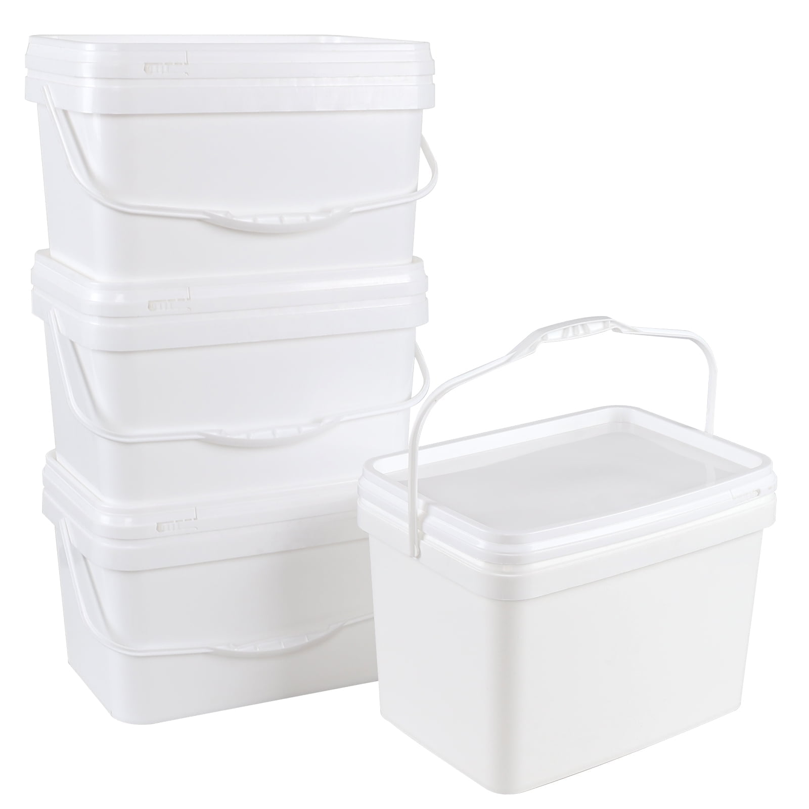 Zopnny 4 Pcs 2.6 Gallon Plastic Bucket with Lid, Food Grade Bucket 10 L ...