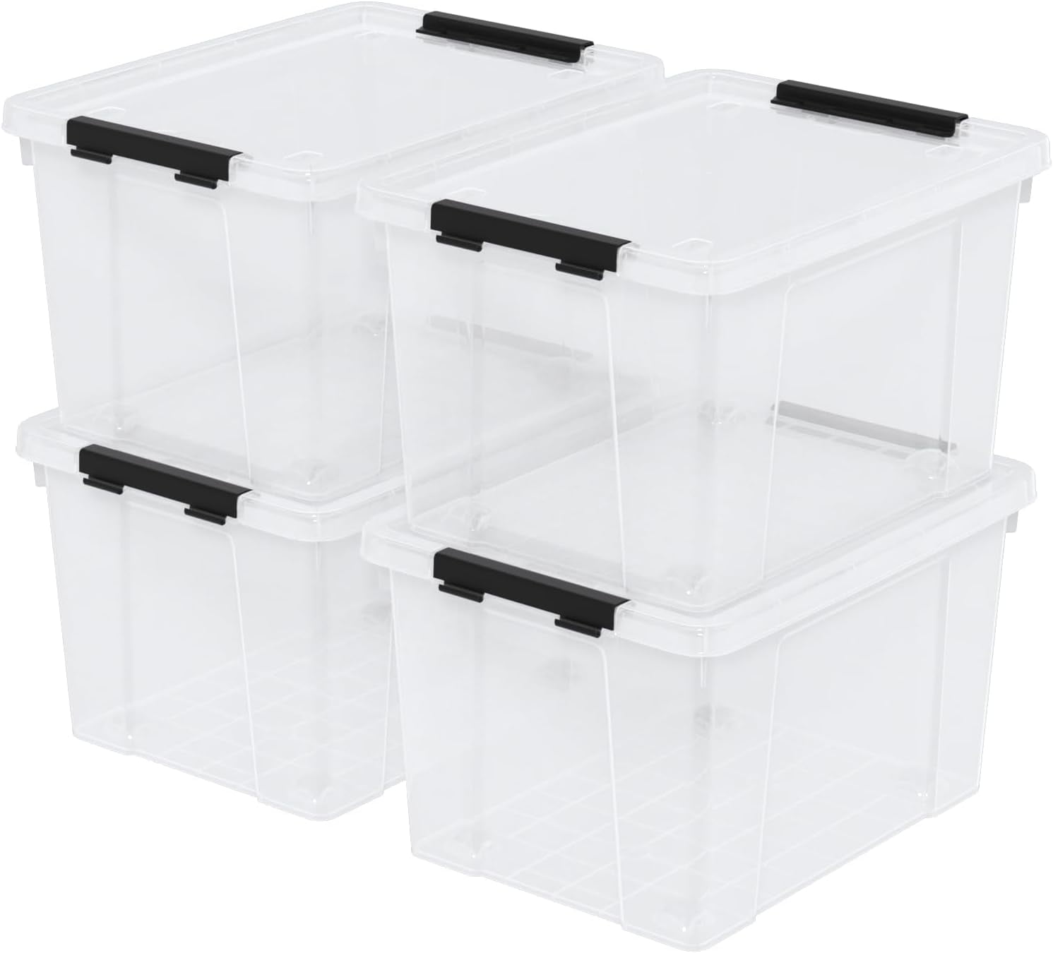 Zopnny 40 Quart Clear Latching Box with Wheels, Plastic Storage ...