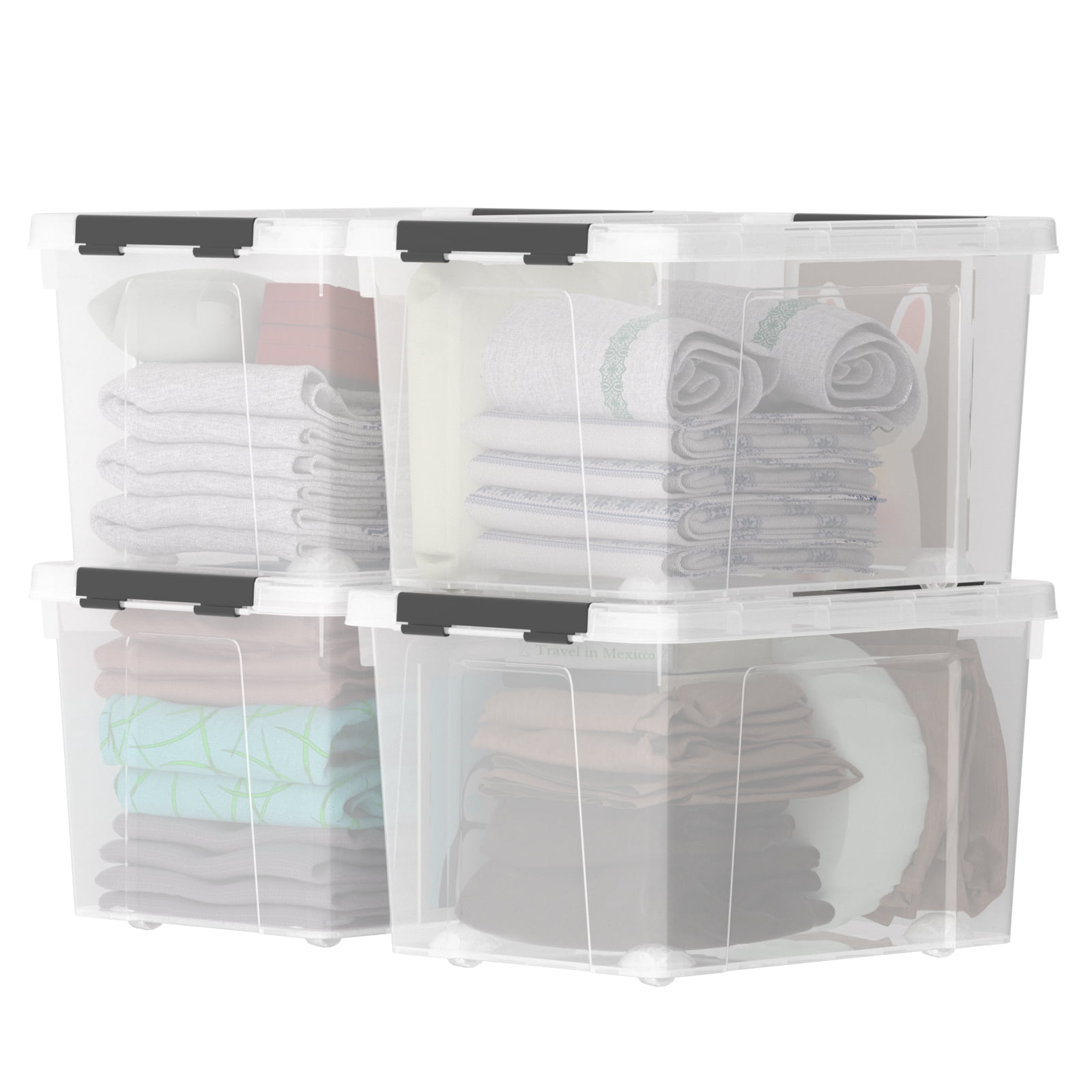 Zopnny 52 Quart Stackable Plastic Storage Bins with Latching Lids ...