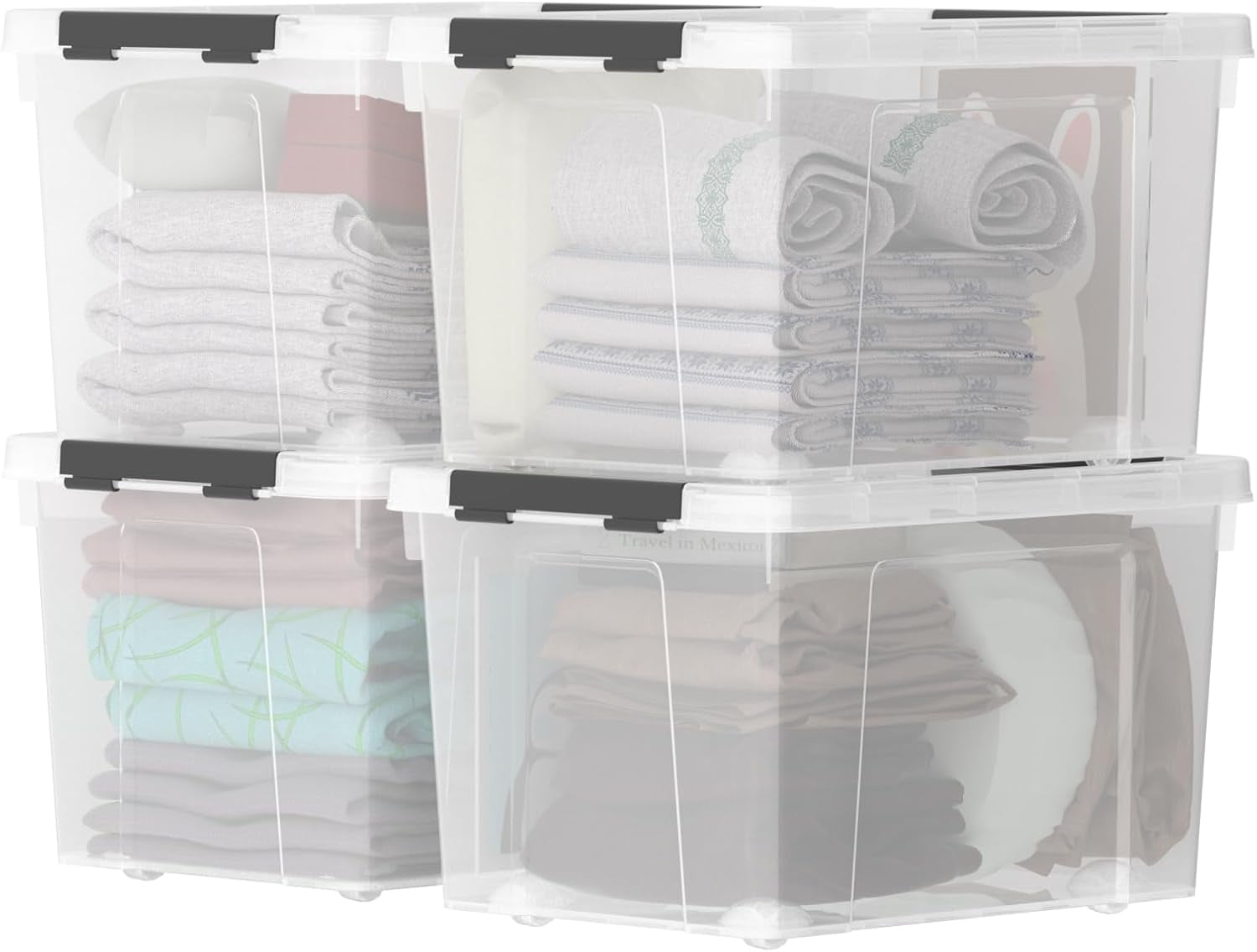 Zopnny 52 Quart Stackable Plastic Storage Bins with Latching Lids ...