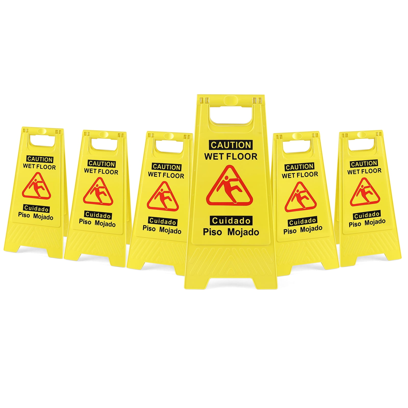 Zopnny 6 Pcs Wet Floor Caution Sign, Foldable Handle Bilingual Safety ...