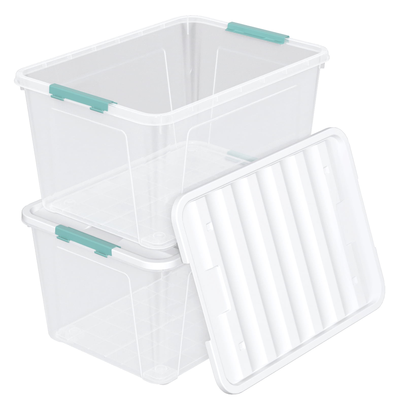 Zopnny 85 Quart Large Clear Plastic Storage Bin with Lid, Wheeled ...
