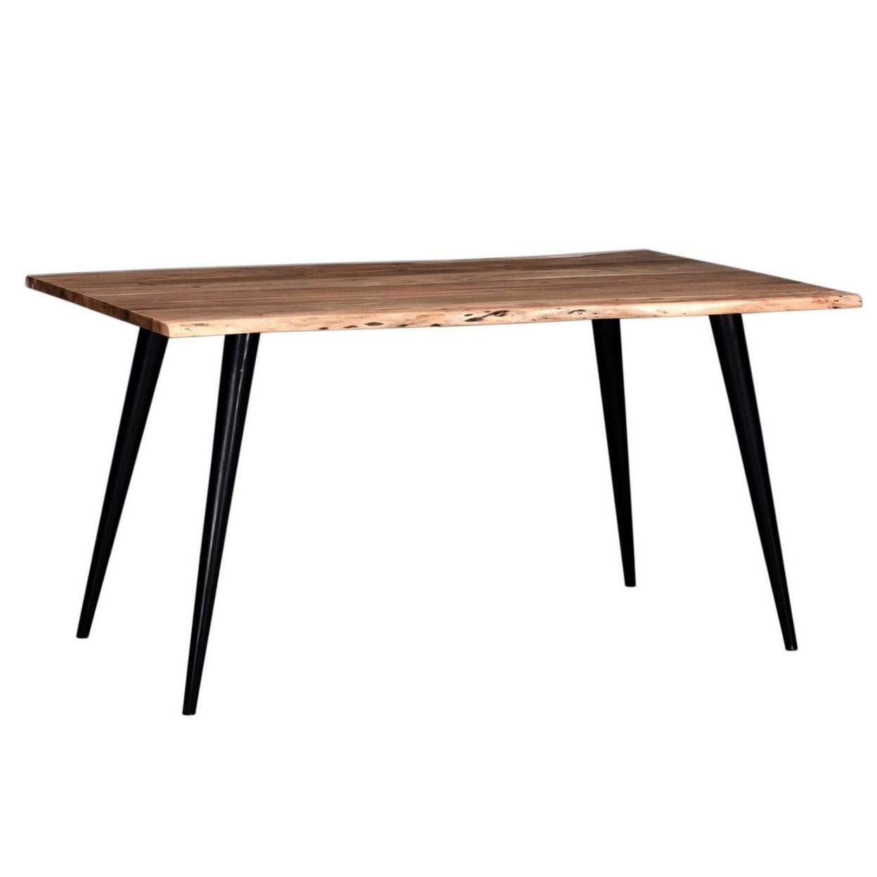 Zor 58 Inch Dining Table, Live Edge Acacia Wood, Light Oak Brown, Black ...