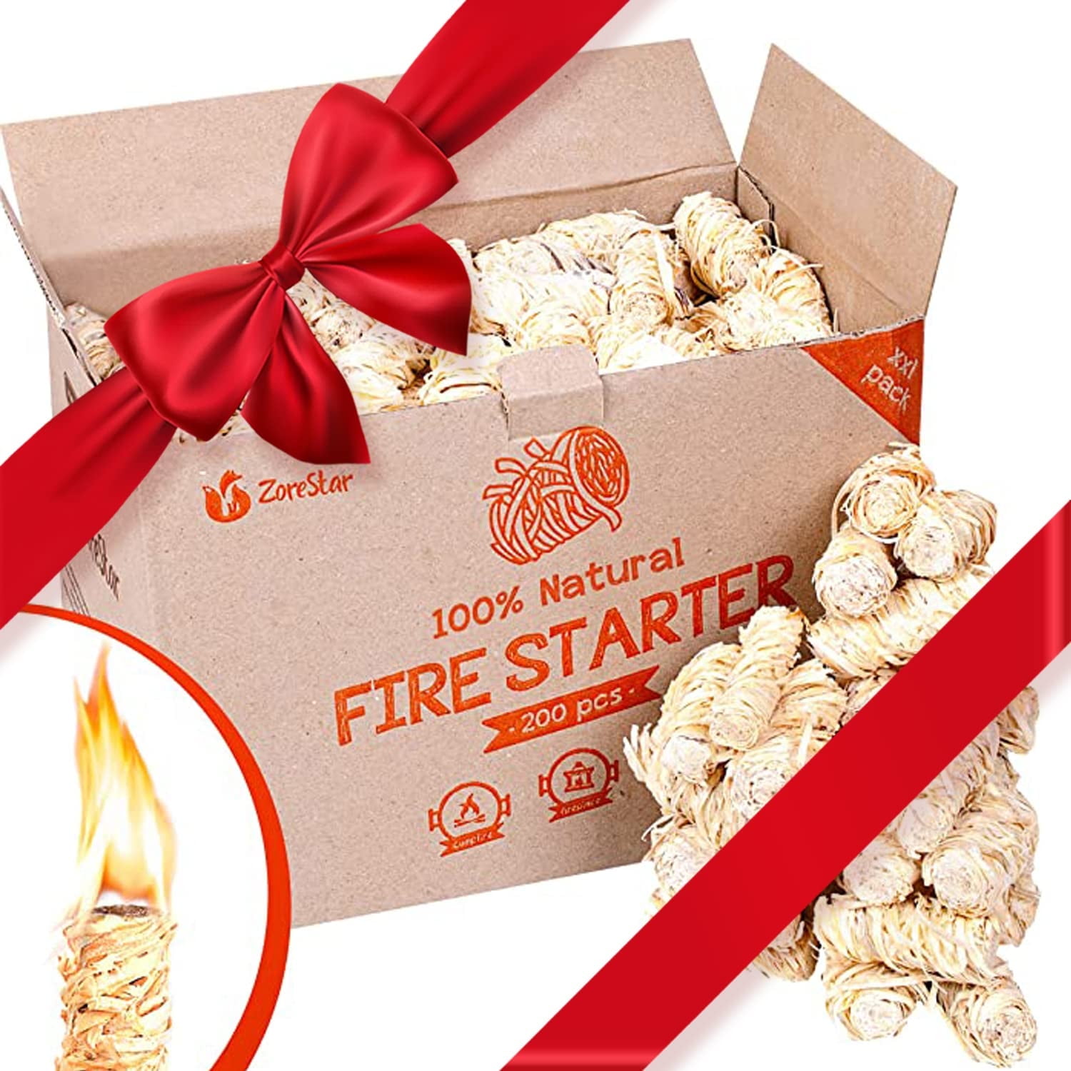 Zorestar Fire Starters XXL 200 pc, Waterproof Firelighters for Grills ...