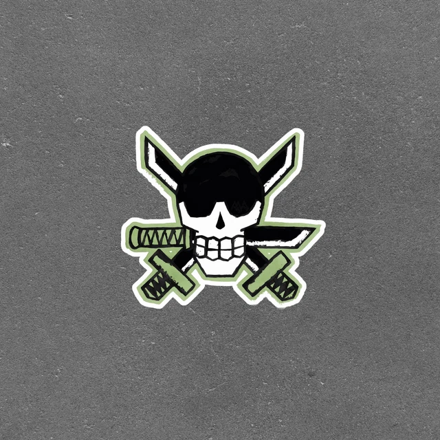 Zoro Pirate Hunter Skull Sticker - One Piece Anime Decal Graphic Swords ...