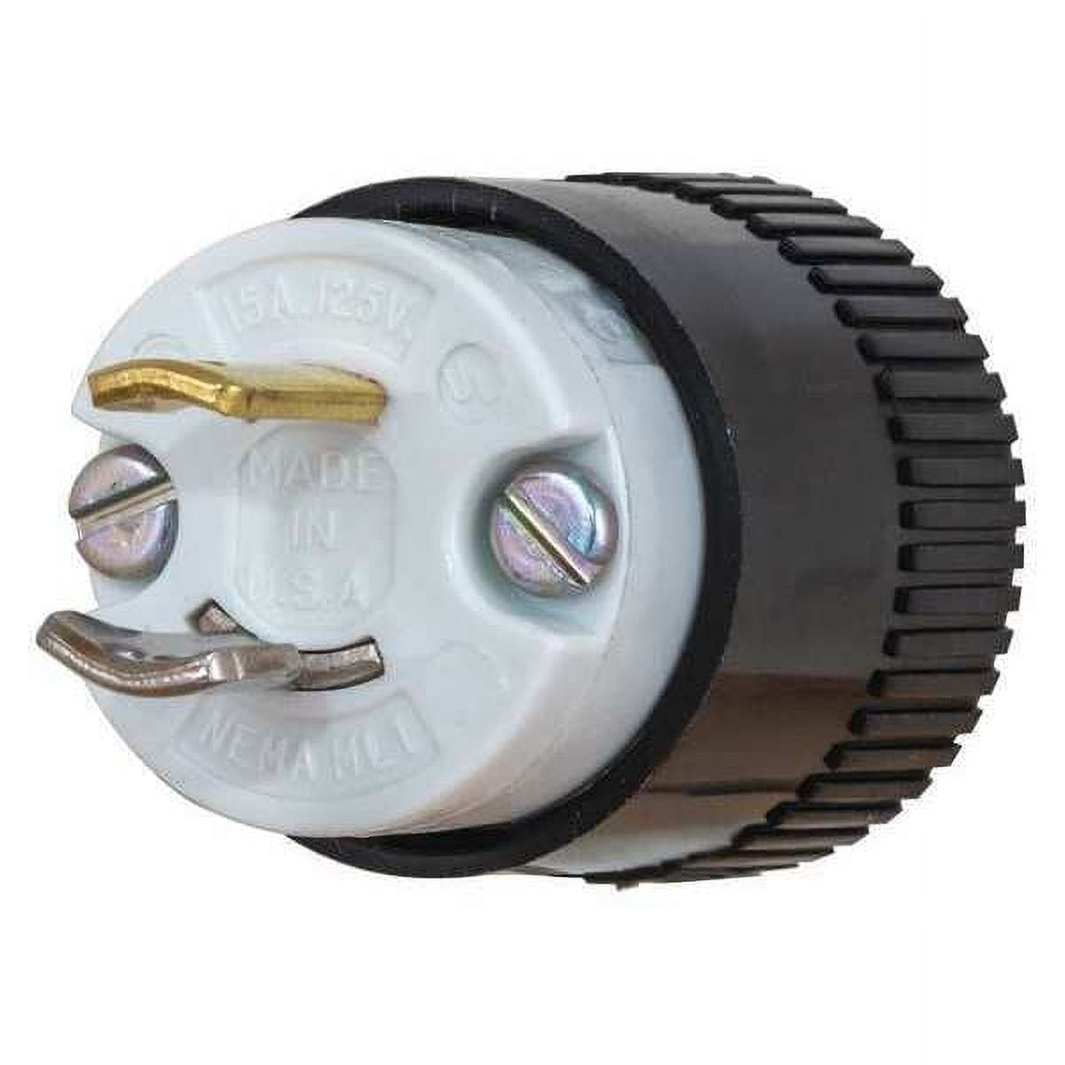 ZoroSelect 15A Midget Locking Plug 2P 2W 125VAC ML-1P BK/WT - Walmart.com