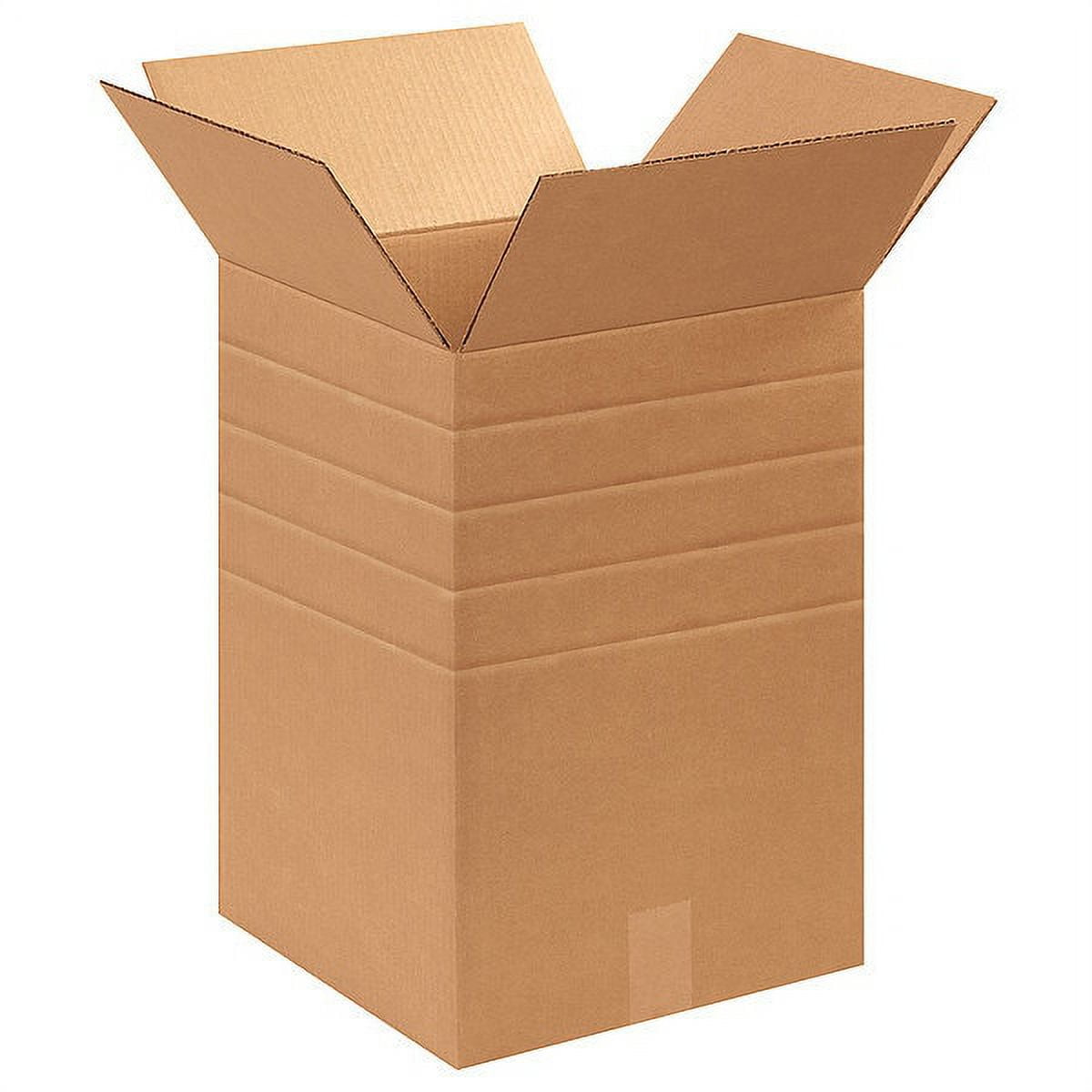 ZoroSelect Multi-Depth Corrugated Boxes, 12" x 12" x 18", Kraft, 25 ...