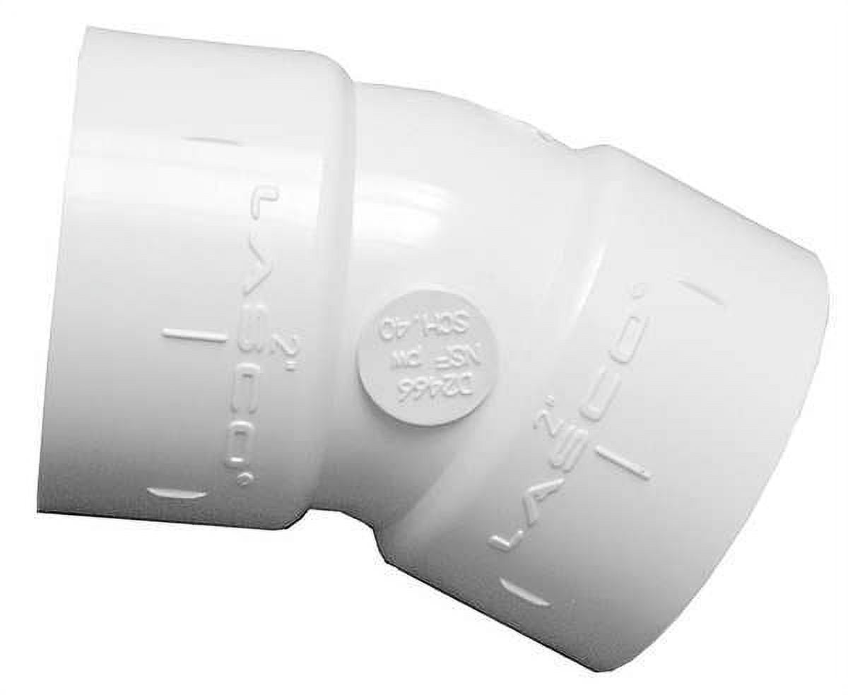 ZoroSelect PVC Elbow, 22-1/2 Degrees, Socket x Socket, 2 in Pipe Size ...