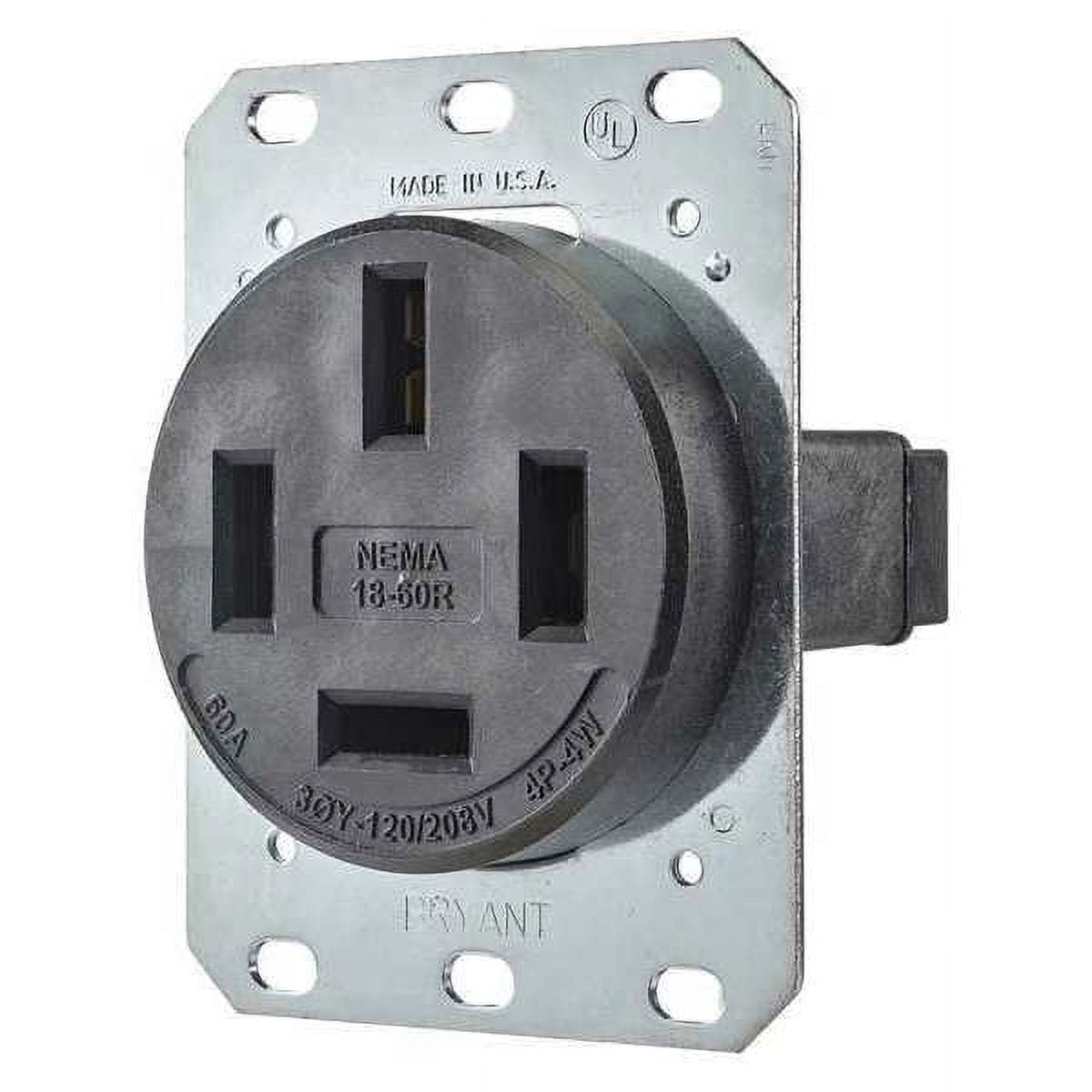 Bryant Receptacle,Blk,60A,Thermoplastic Polymer 8360FR - Walmart.com