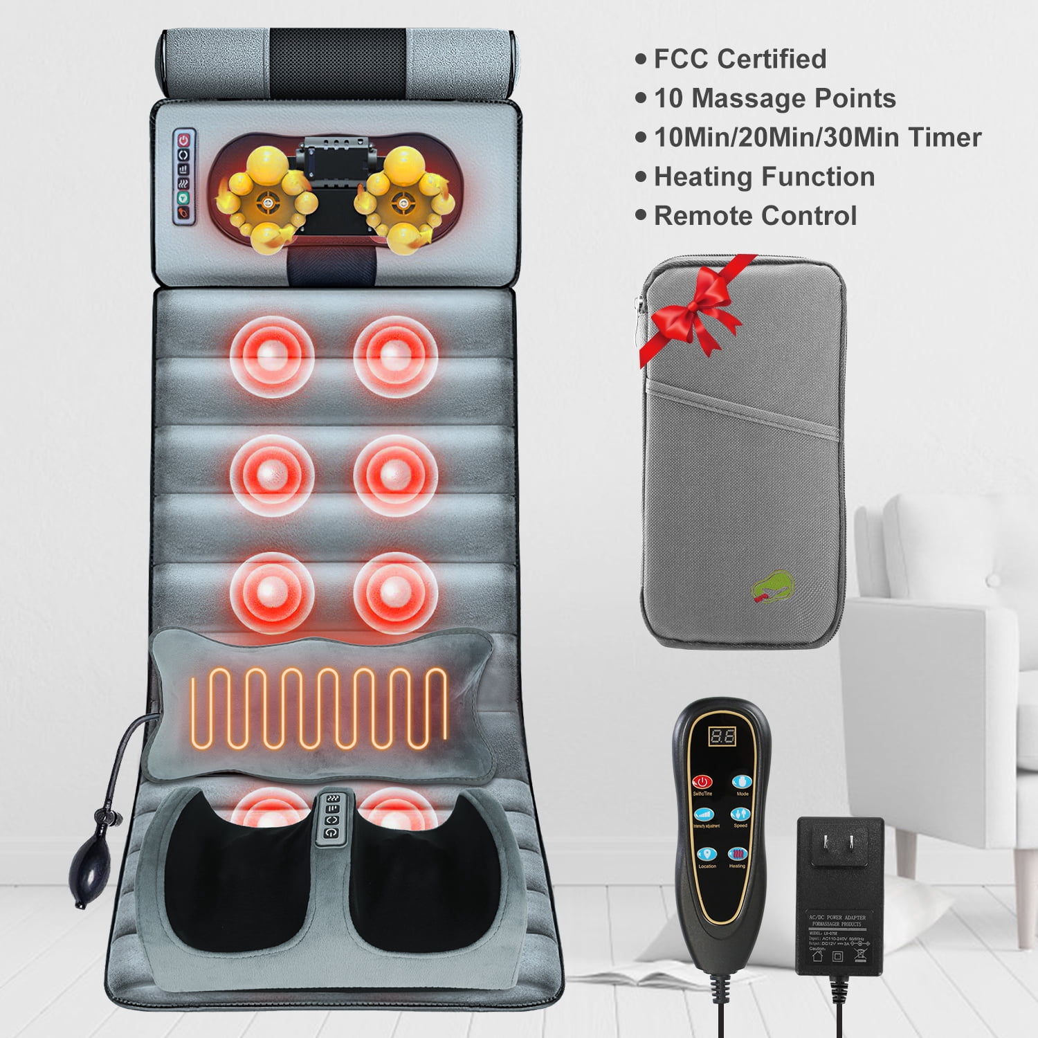 Zorpupoa 1 Set Full Body Massage Mat with Heat Timer Remote Control ...