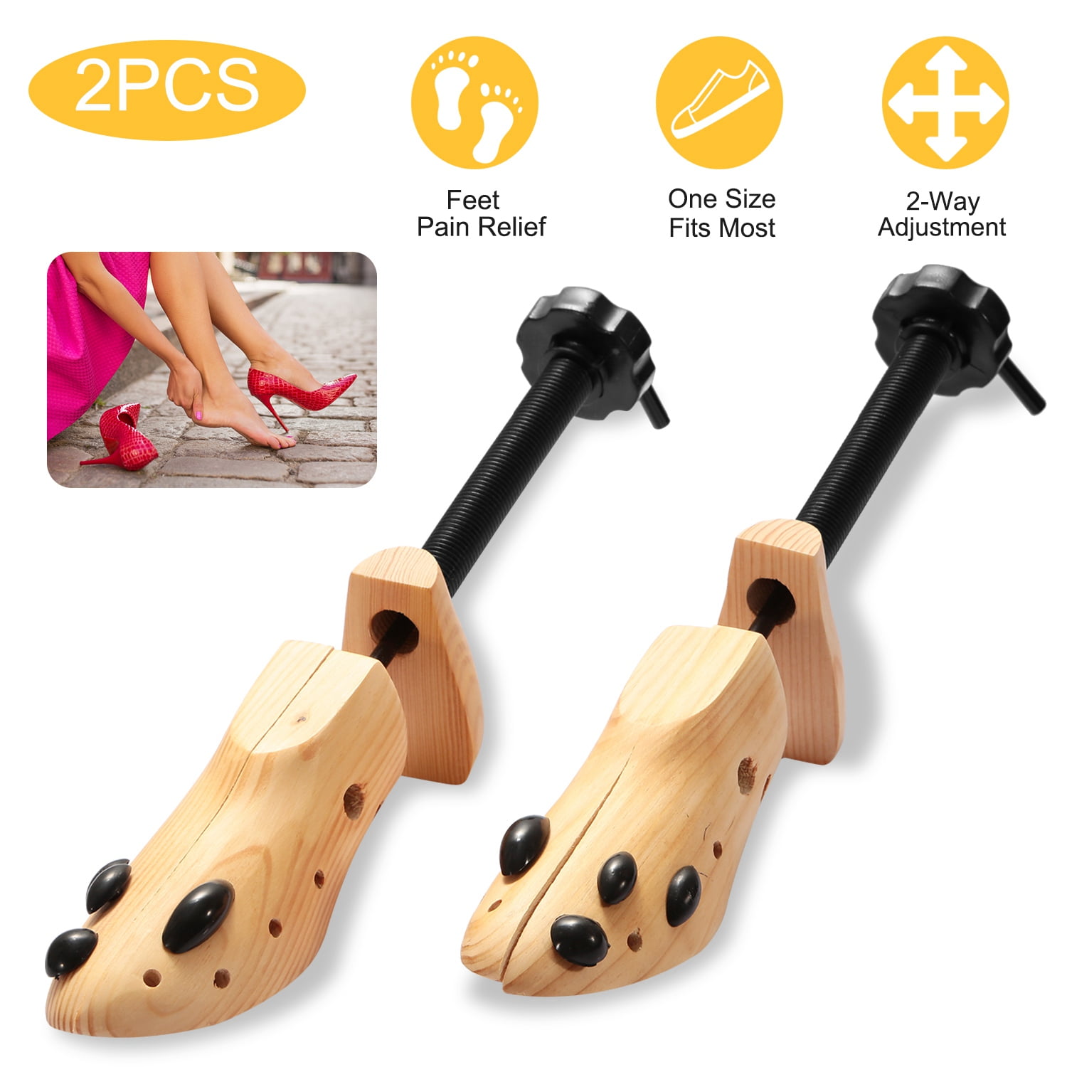 Zorpupoa 2Pcs Shoe Stretcher for Women Shoes, 2-Way Pine Wood Shoe ...