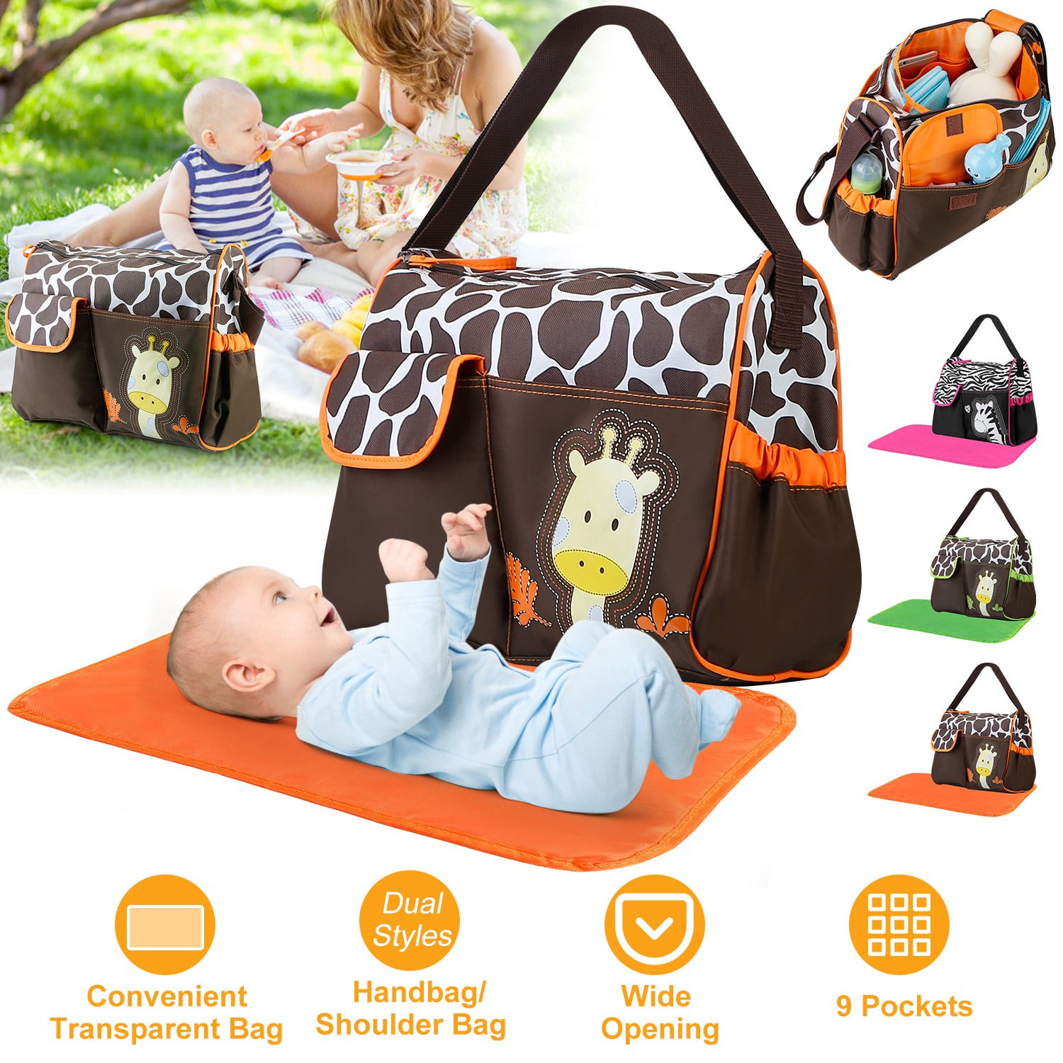 Zorpupoa Baby Nappy Diaper Bag, Adjustable Strap Mummy Tote Diaper Bag ...