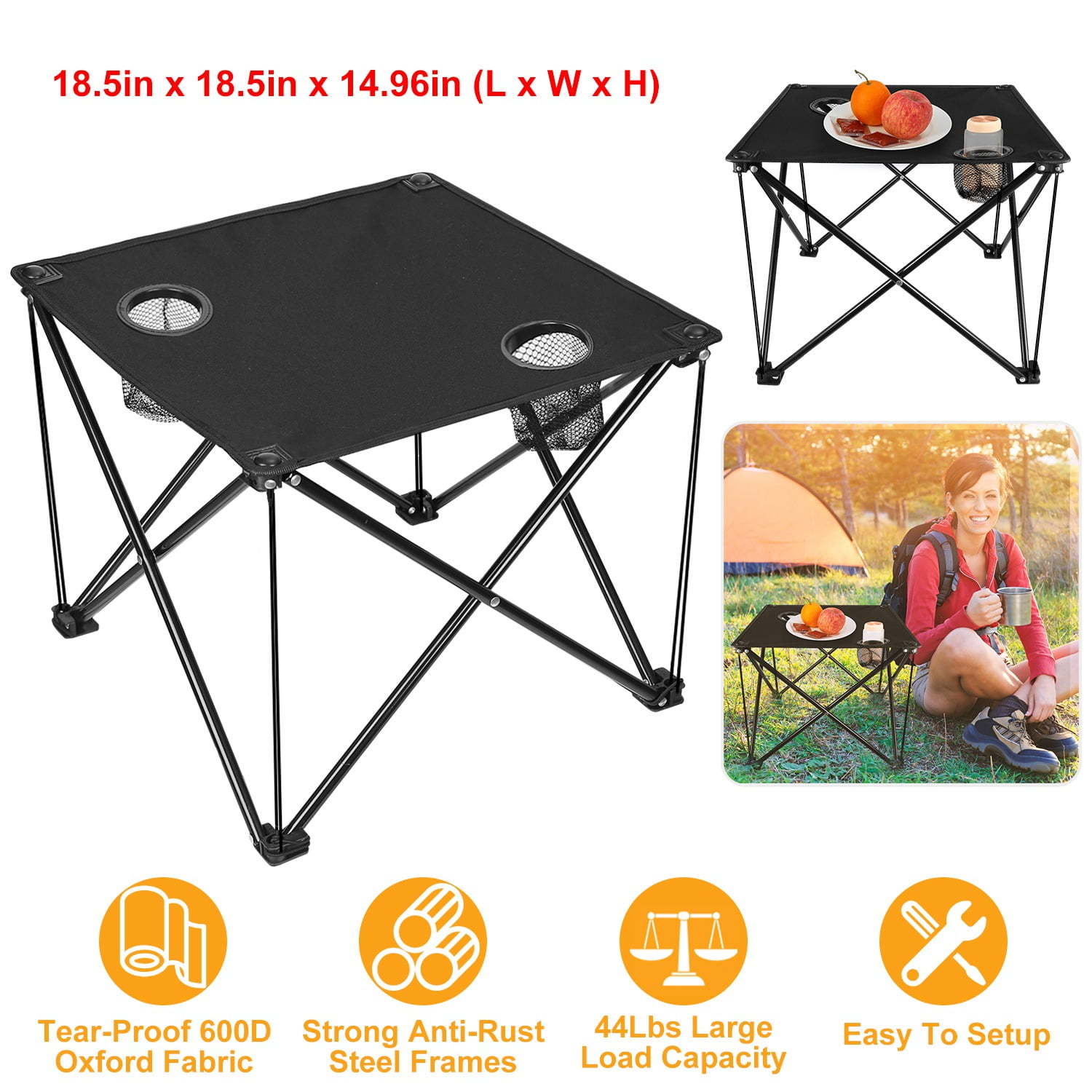 Zorpupoa Folding Camping Table, 18.5*14.96in Outdoor Portable Picnic ...