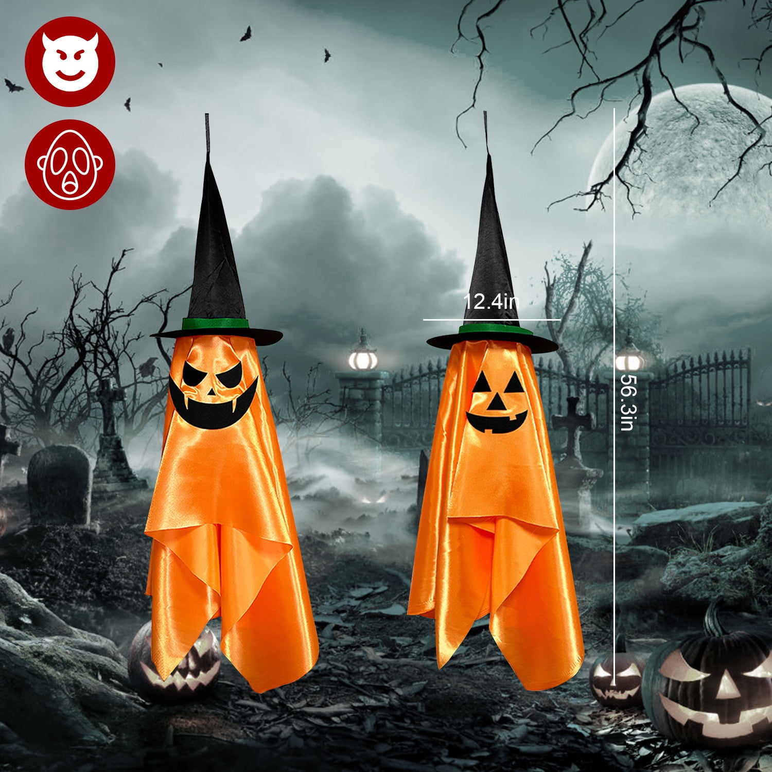 Zorpupoa Hanging Halloween Decorations Outdoor, 2Pcs Hanging Ghosts ...
