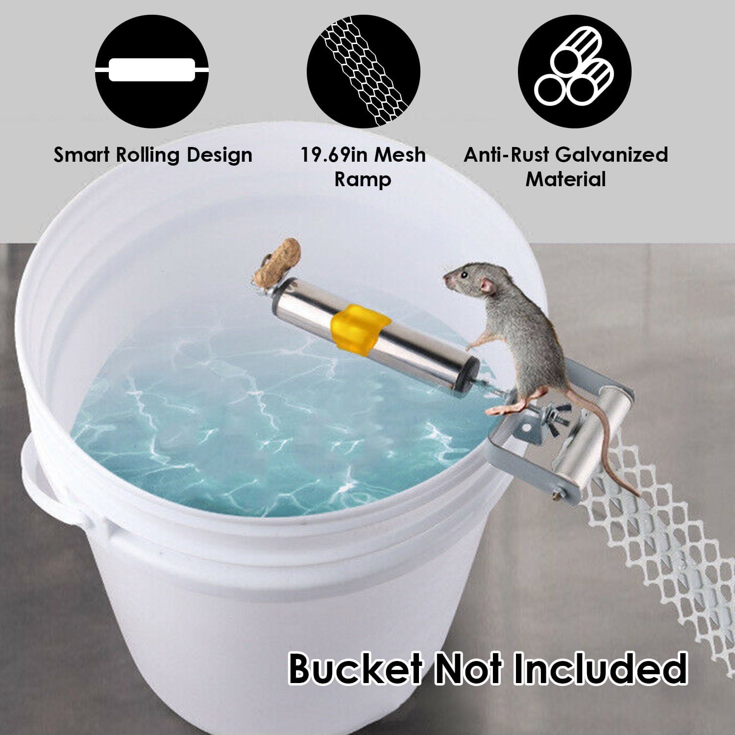 Zorpupoa Mice Rat Mouse Killer, Reusable Rat Trap Bucket Spinner with ...