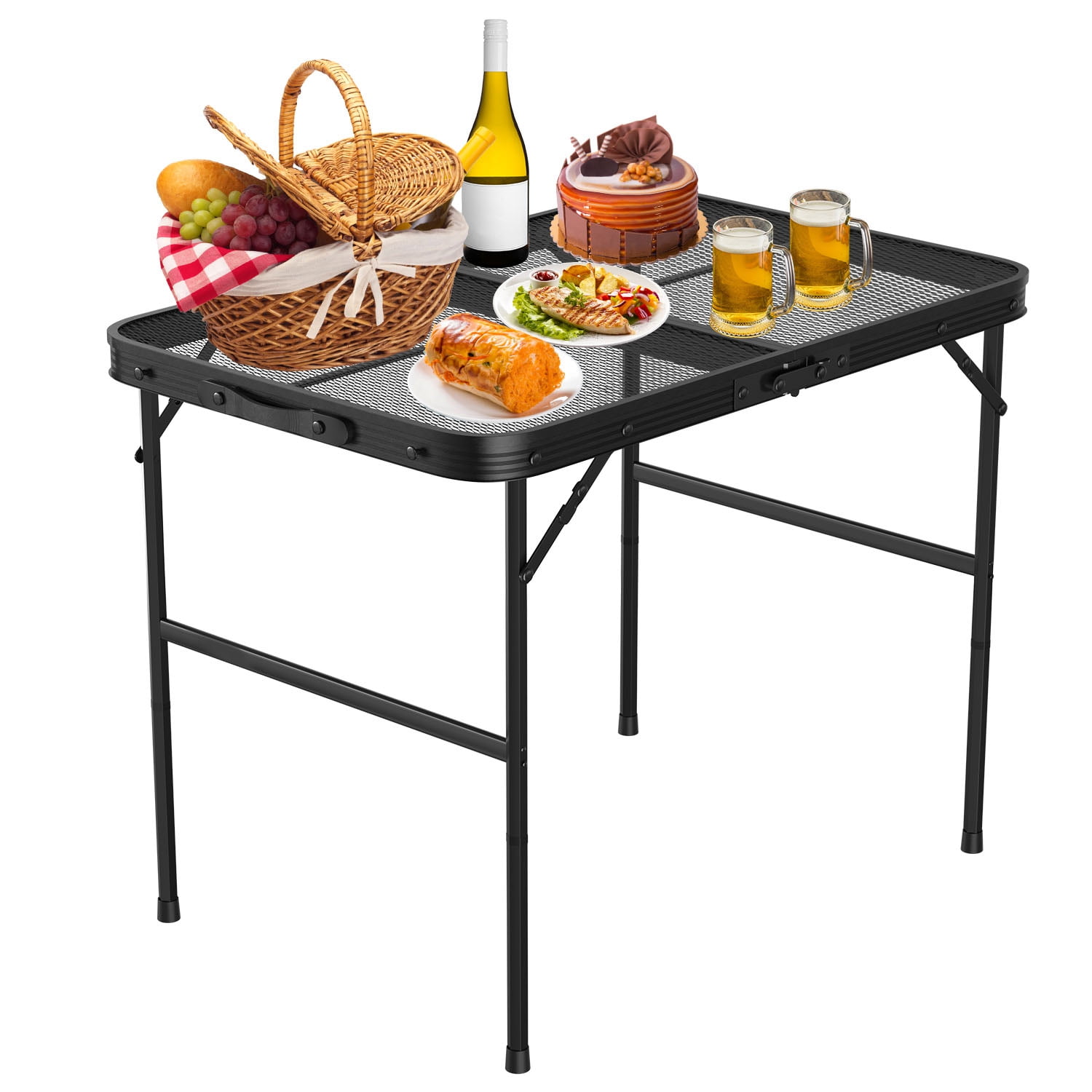 Zorpupoa Portable Grill Table, Aluminum Alloy Frame Mesh Folding ...