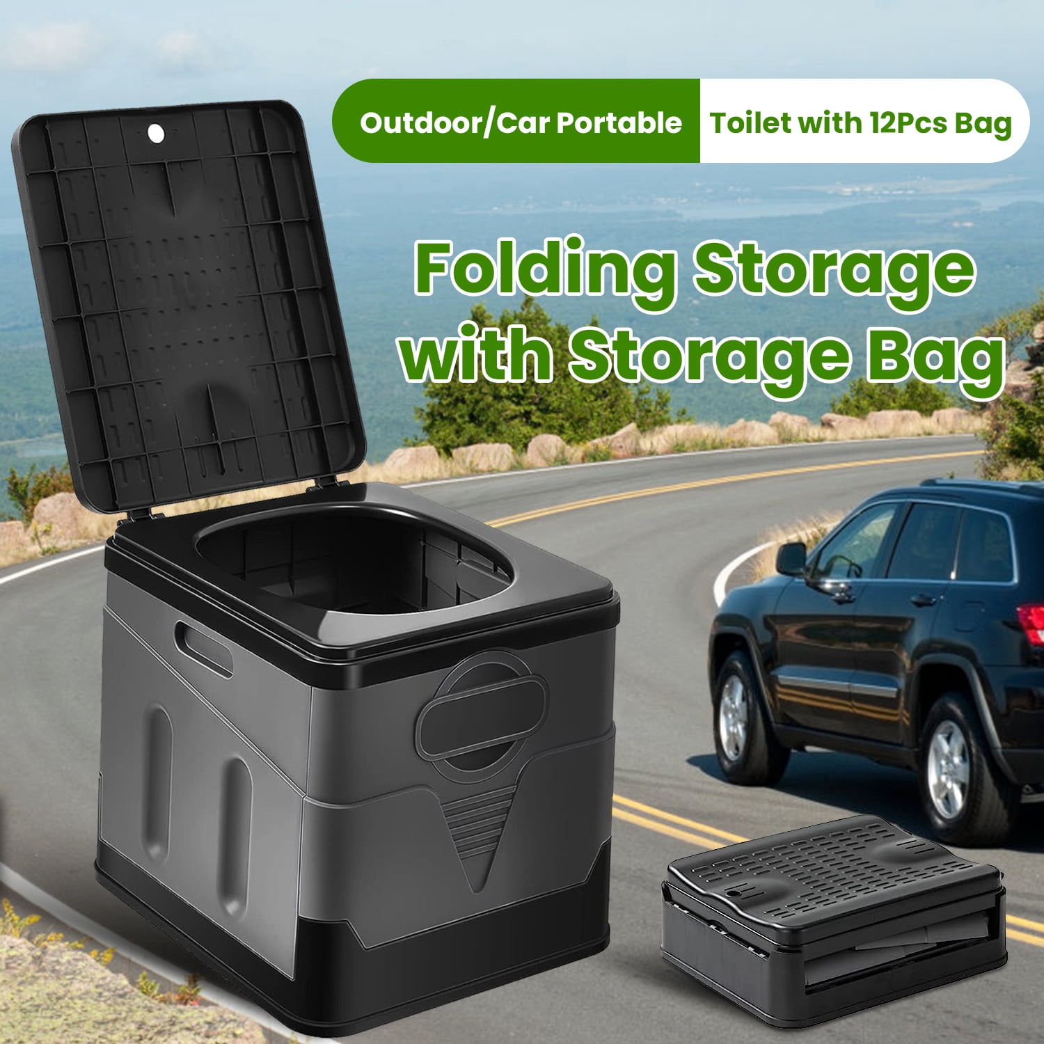 Zorpupoa Portable Toilet for Camping, Foldable Travel Potty with Trash ...