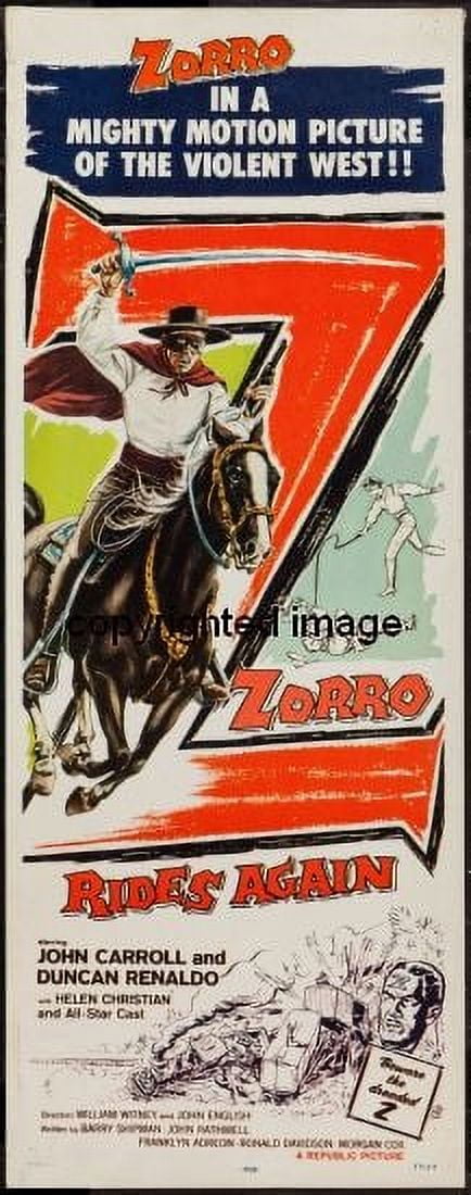 Zorro Rides Again Movie Poster Insert 14x36 Unframed, Age: Adults ...