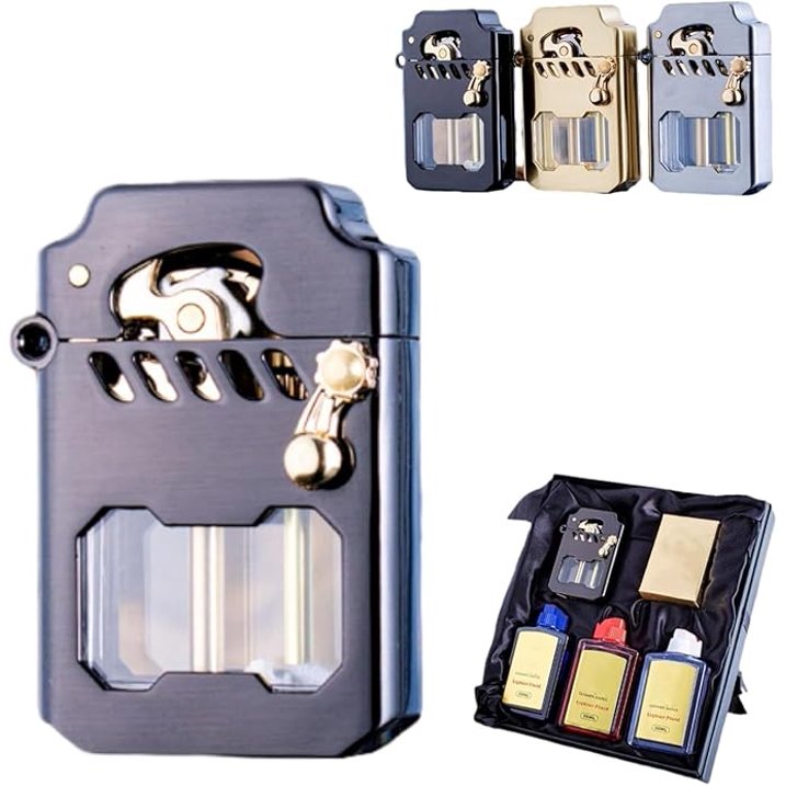 ZorroMetal Rocker Lighter, Retro Transparent Oil Tank Lighter ...