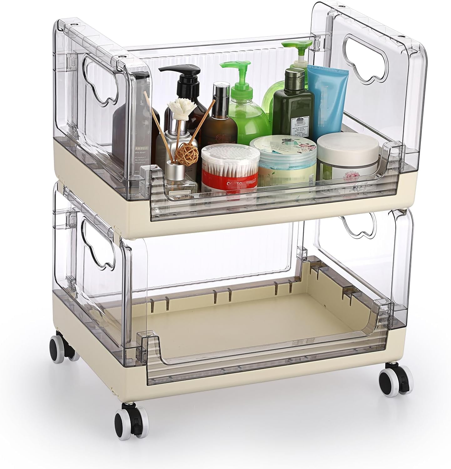 Zorzel 2Tier Foldable Storage Trolley Laundry Room Cart Movable ...