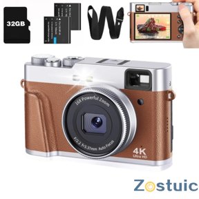 Compact 4K Melcam Camera, 48MP, Anti-Shake, Viewfinder, SD Card, 2 ...