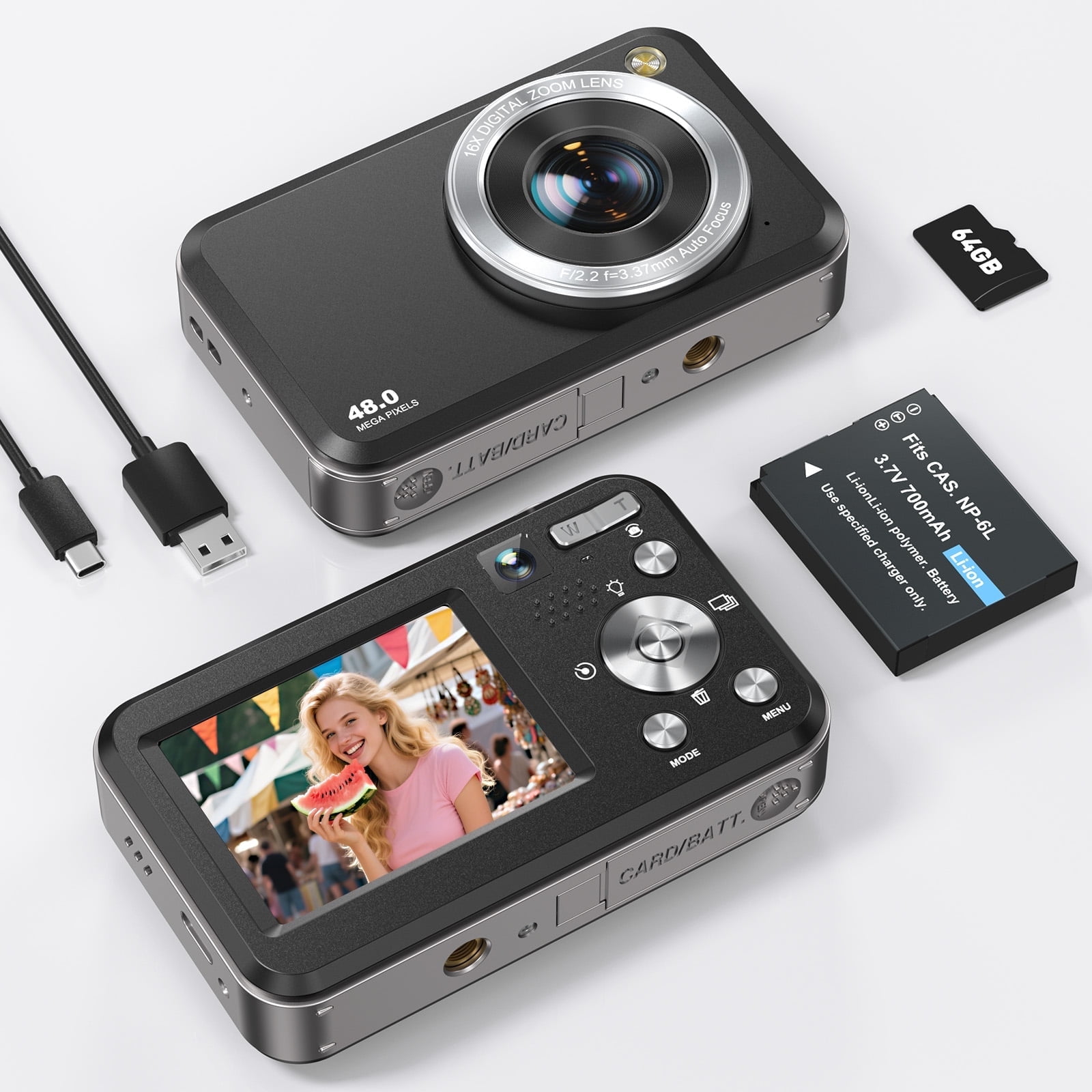 Zostuic 4K 48MP Digital Camera with Autofocus - 2.4" Screen, 16X Zoom ...