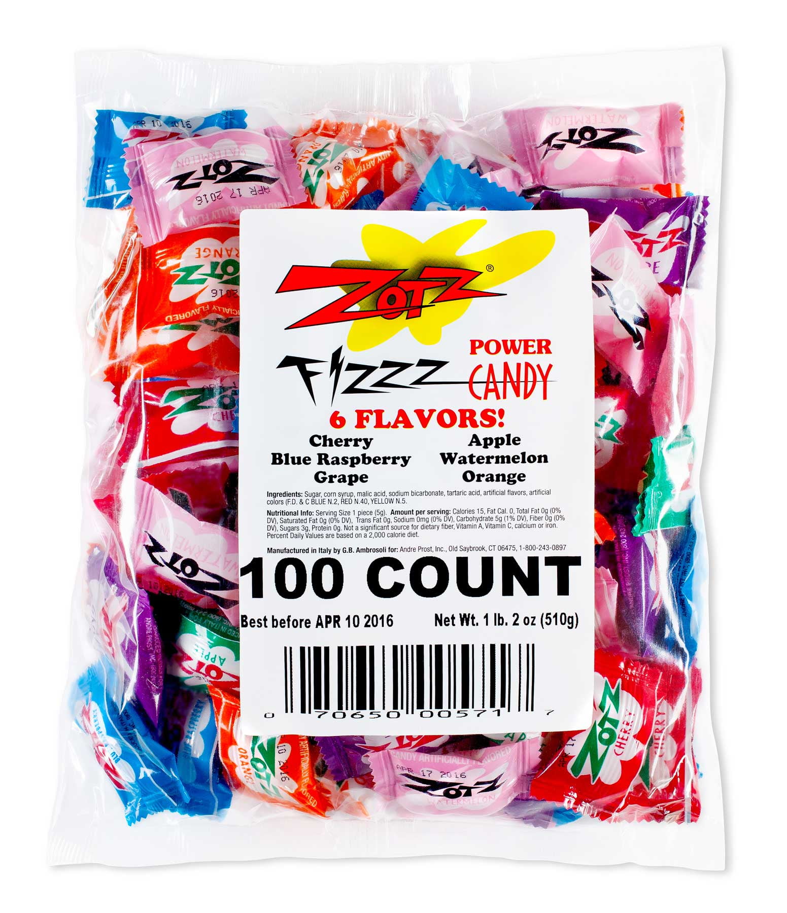 Zotz Assorted Power Candy, 1.2 Pound - 100 per pack -- 12 packs per ...