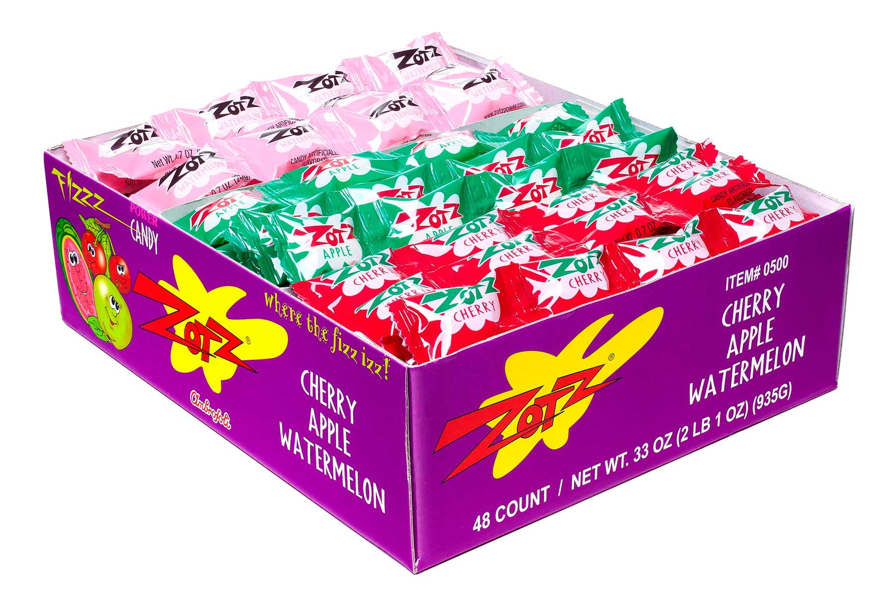 Zotz Cherry Apple Watermelon Fizz Power Candy, 0.7 Ounce - 48 per pack ...