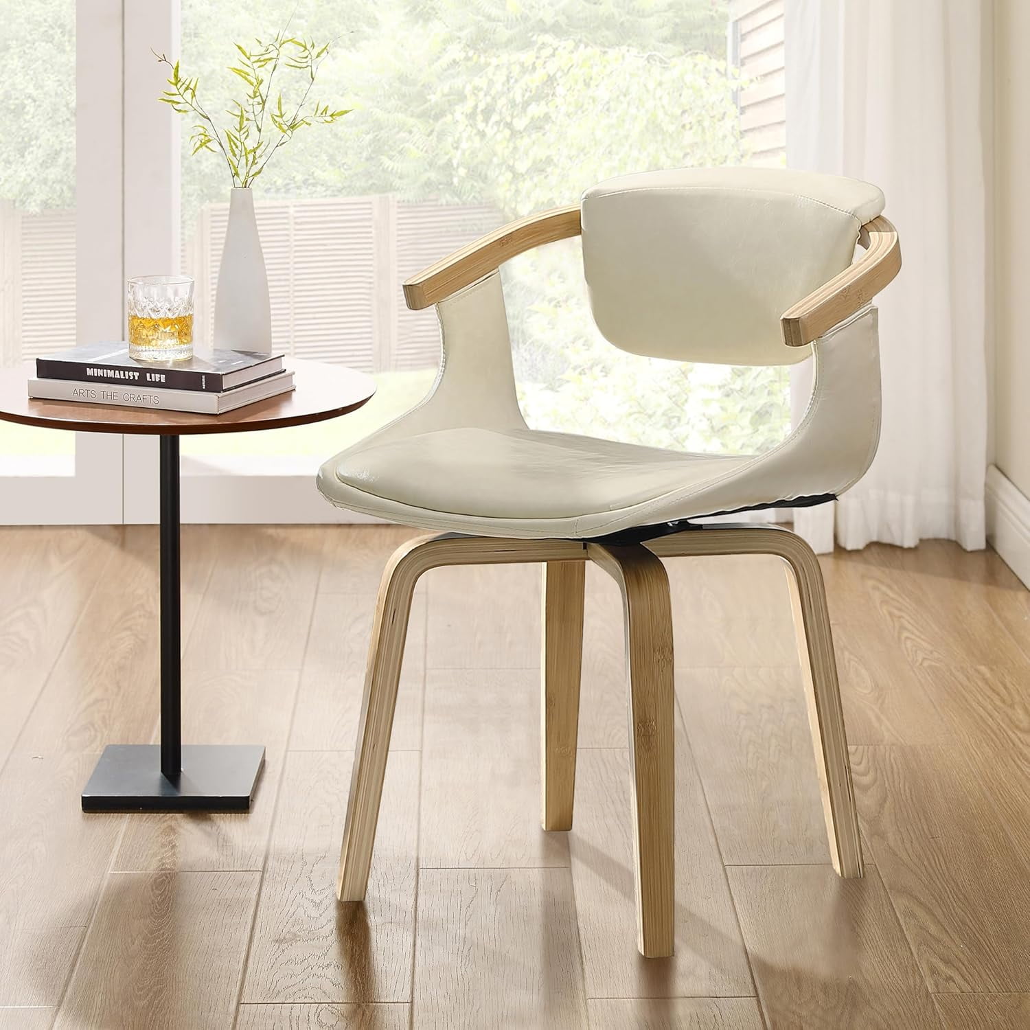 Zouron Swivel Accent Chair, Mid Century Modern Dining Chair with Wood ...