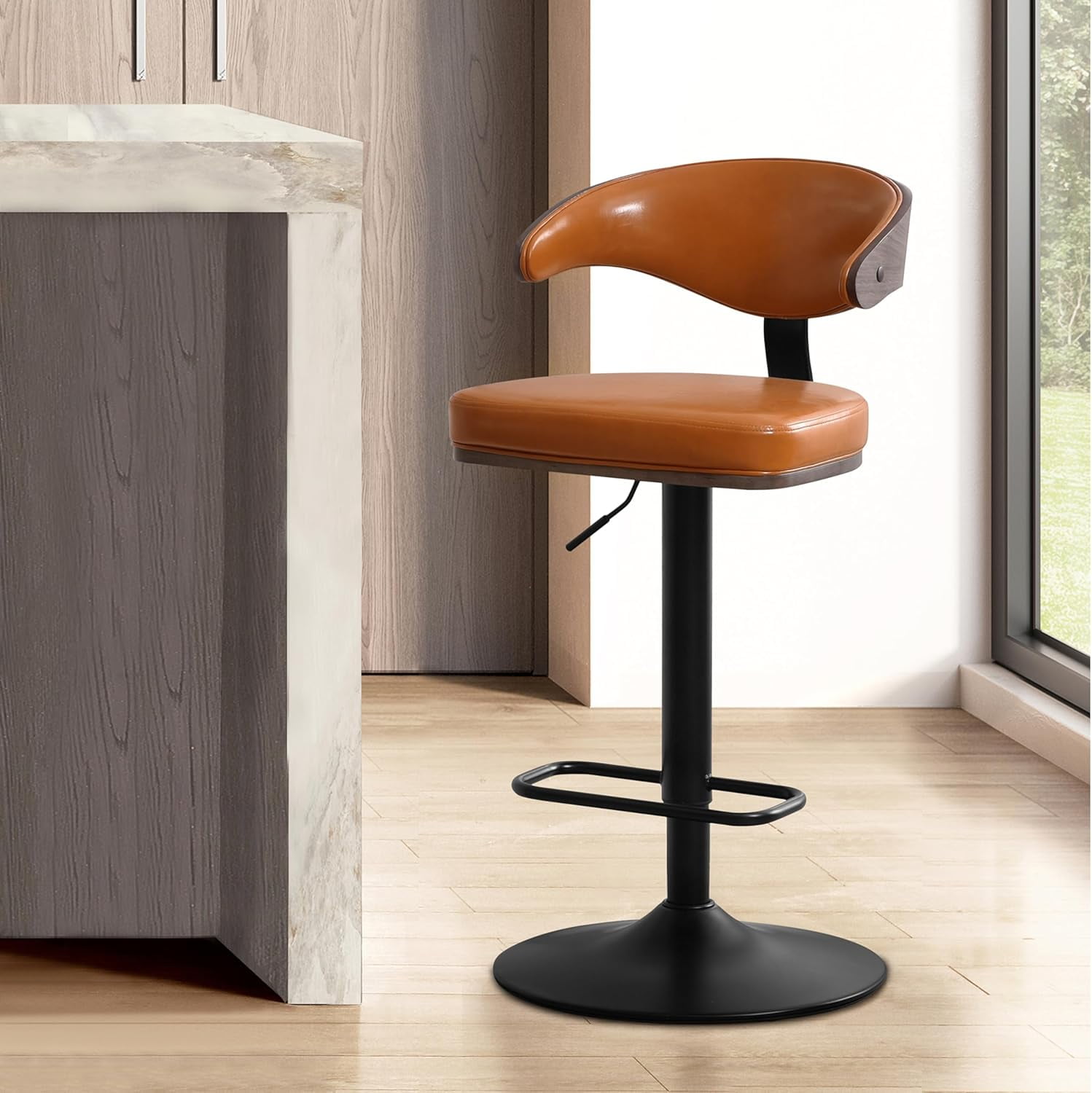 Zouron Swivel Bar Stool with Back, Mid Century Modern Bar Chair ...