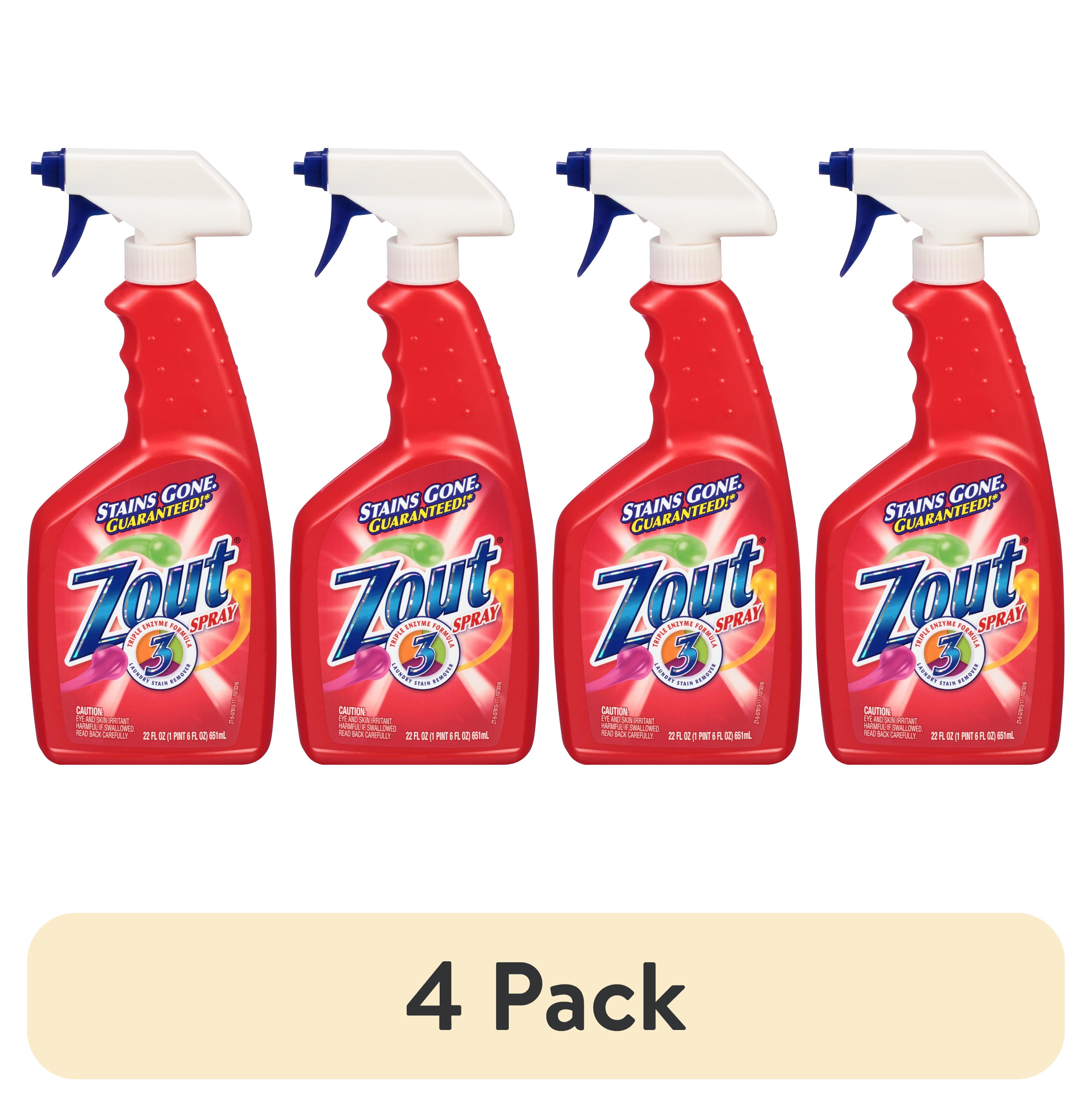 (4 pack) Zout Laundry Stain Remover Spray, Triple Enzyme Formula, 22 ...