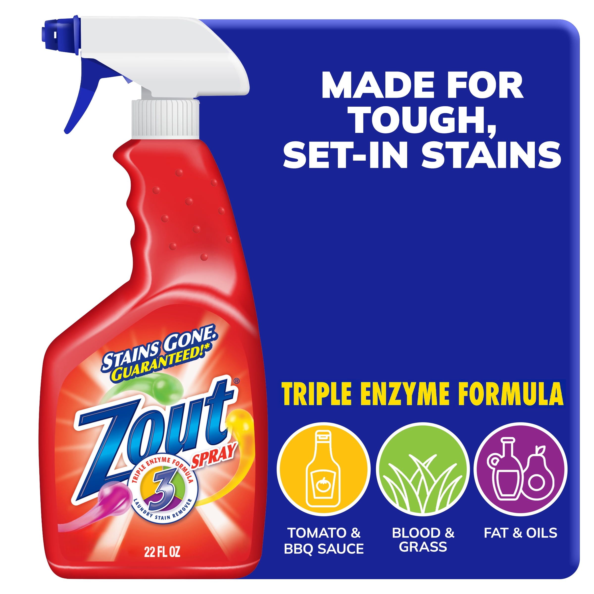 Zout Pre-Treatment Clothes Laundry Stain Remover, Triple Enzyme Formula ...