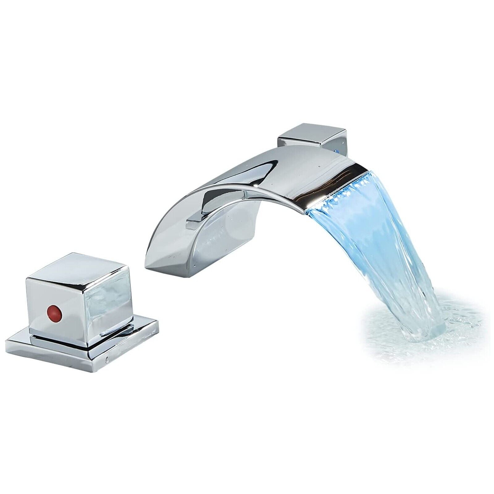 Zovajonia 3 Hole Bathroom Faucet Dual Crystal Knobs Vanity Basin LED ...