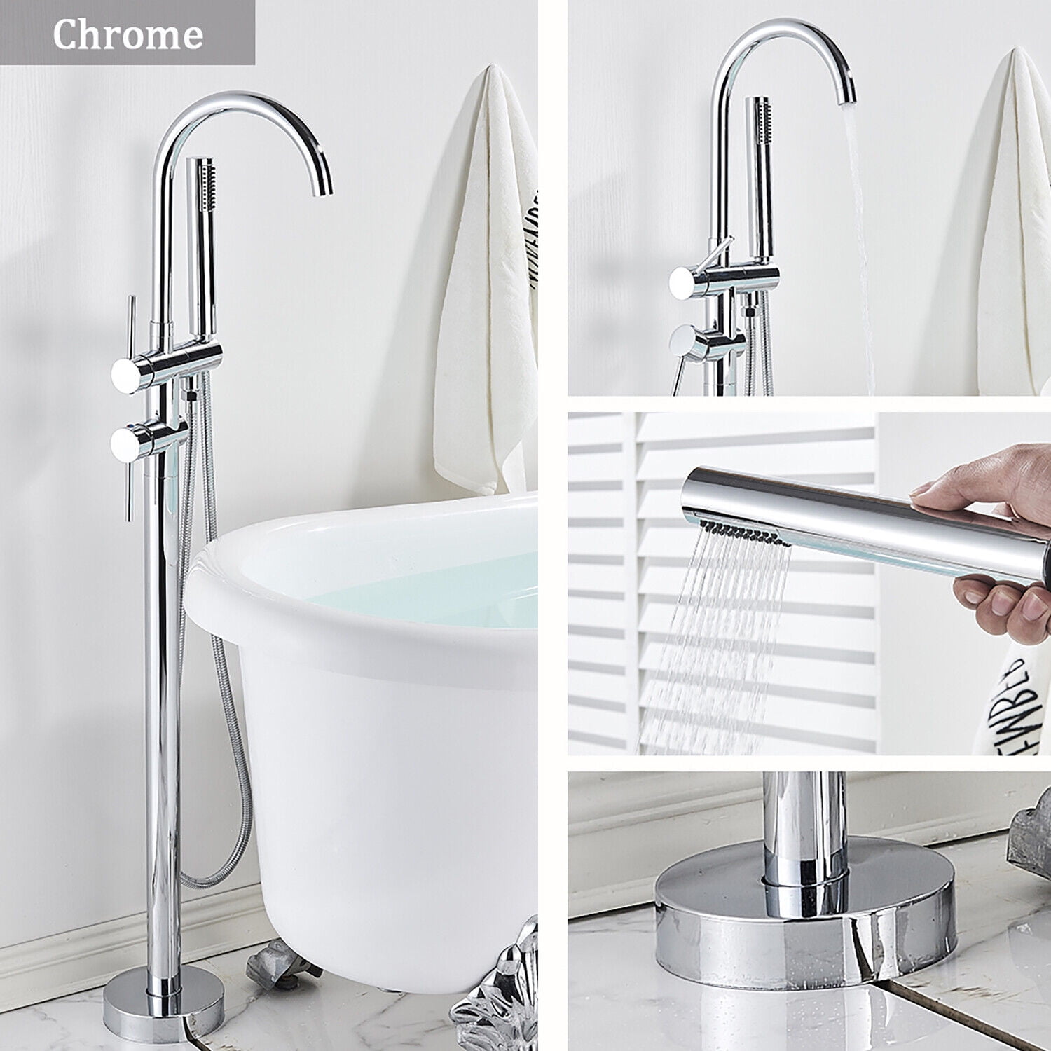 Zovajonia Batroom Floorstanding Freestanding bath tub mixer taps with ...