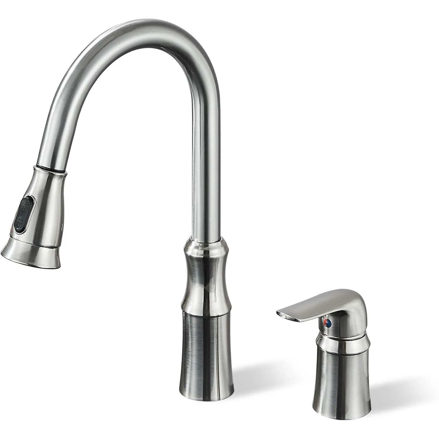 Zovajonia Brushed Nickel Kitchen Faucet 2 Hole with Pull Out Sprayer w ...