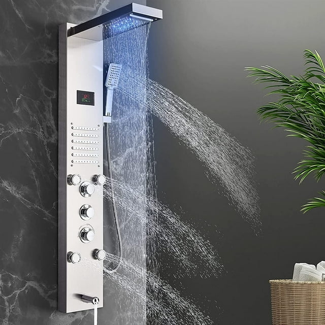 Zovajonia LED Shower Panel Tower System , 47 Inch 5-Functions Shower ...