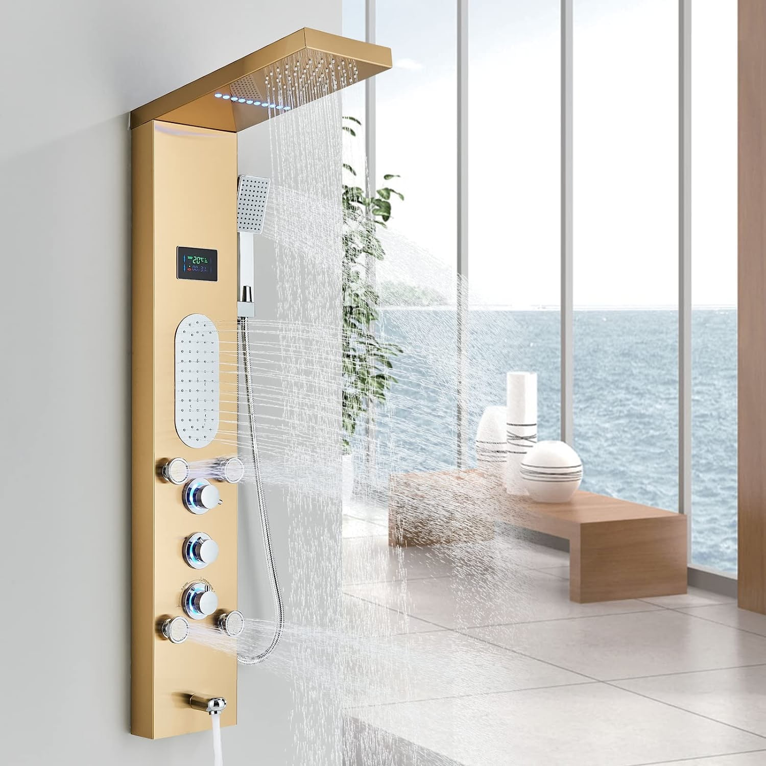 Zovajonia LED Shower Panel Tower System , Multi-Functions Shower Tower ...