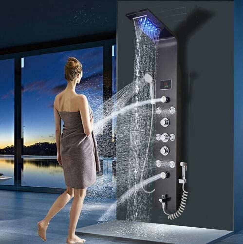 Zovajonia Led Shower Panel Tower System,7- Function Stainless Steel ...
