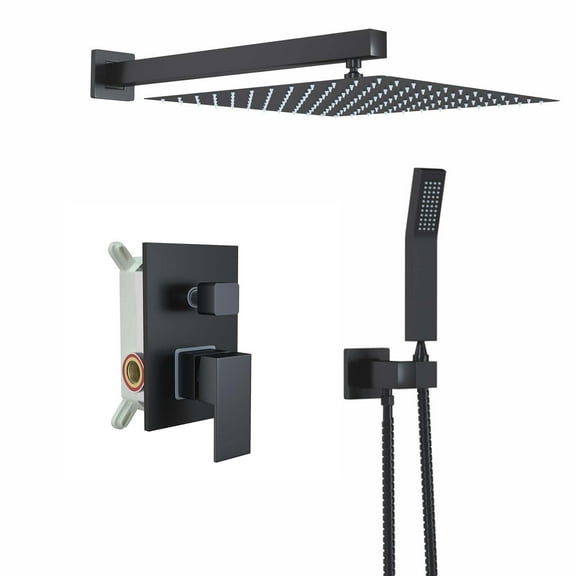 Matte Black Shower Faucet Set with Tub Spout 10 Inch, Shower Head and ...