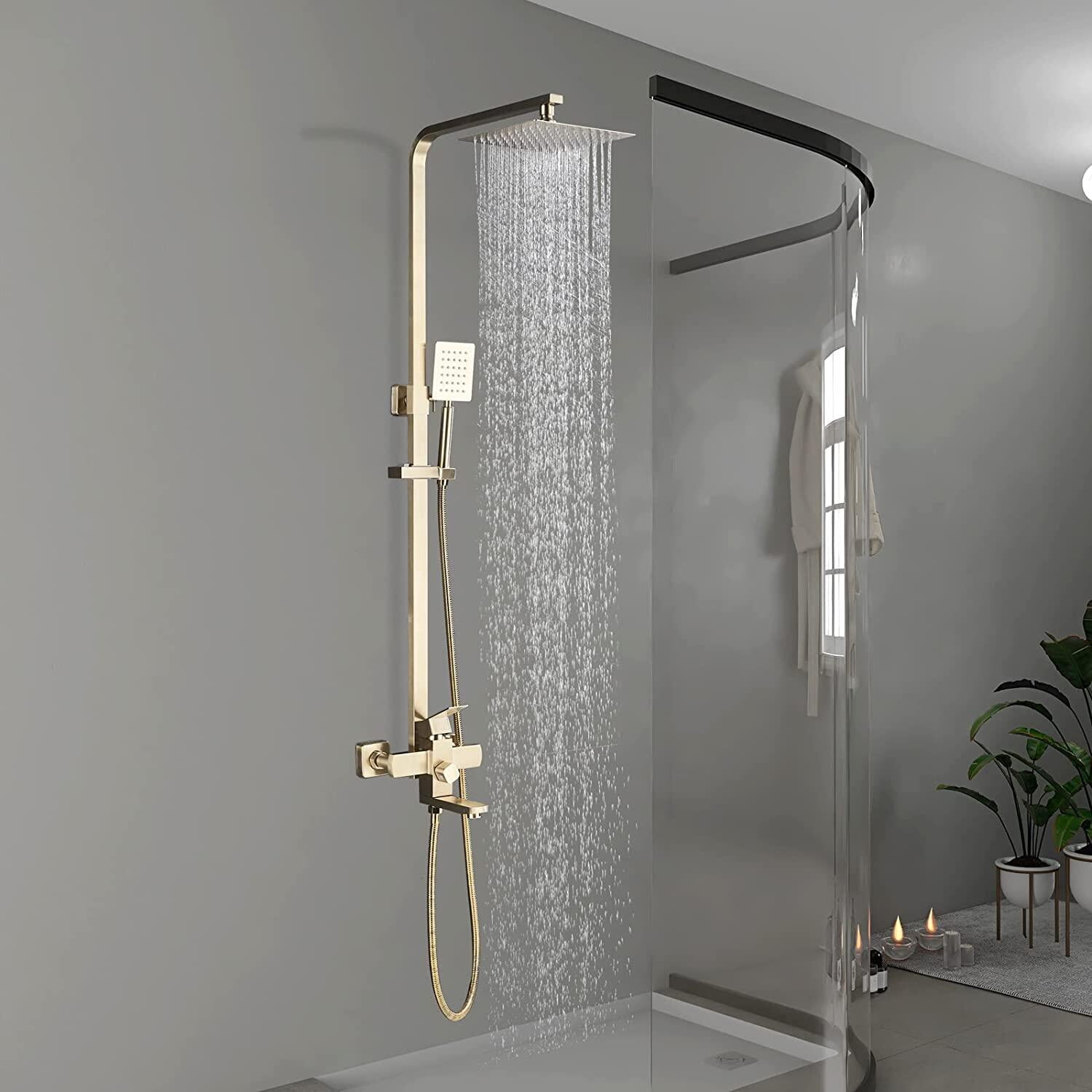 Zovajonia Shower Fixture 8" Rainfall Shower Faucet System Mixer Set ...